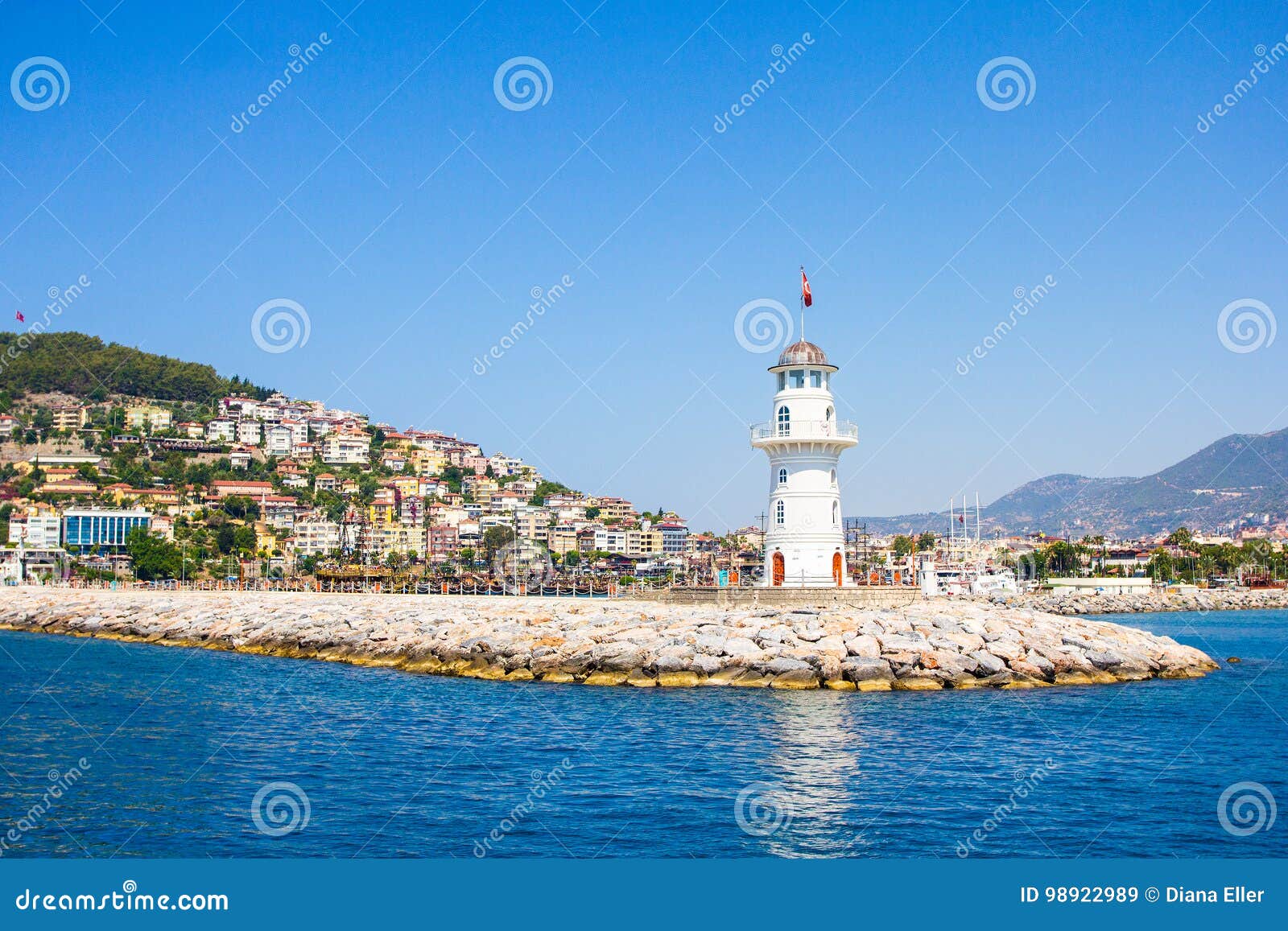 Beautiful Lighthouse in Alanya Town in Turkey Stock Image - Image of ...
