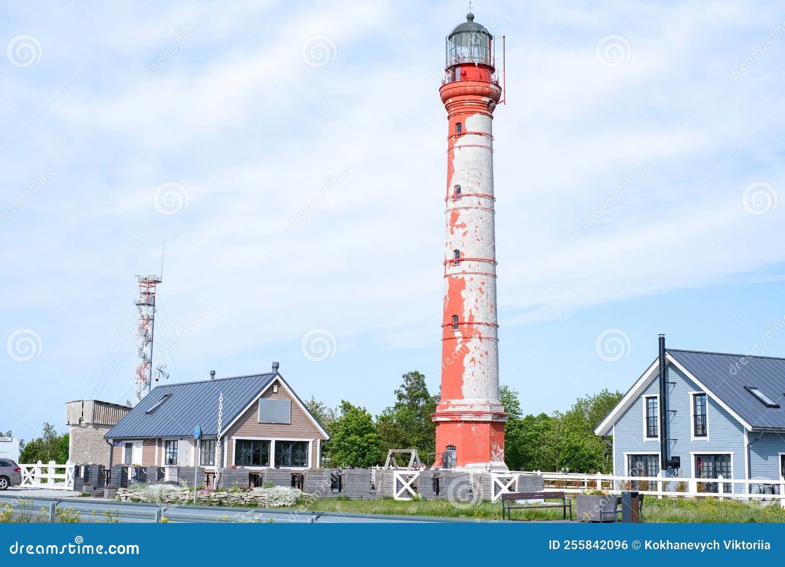 Beautiful Lighthouse in a Small Village in Clear Weather Stock Photo ...