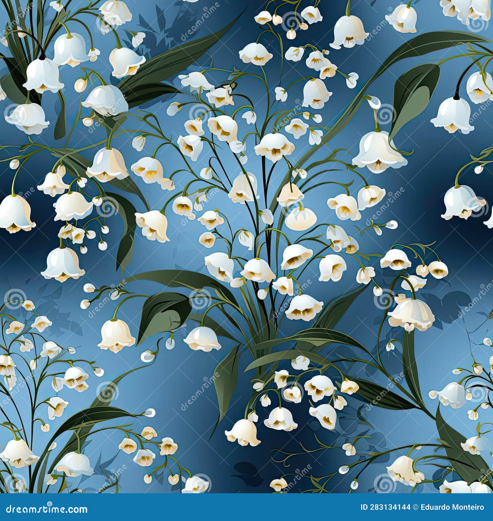 Beautiful Lily of the Valley Pattern with Dynamic Brushwork (tiled ...