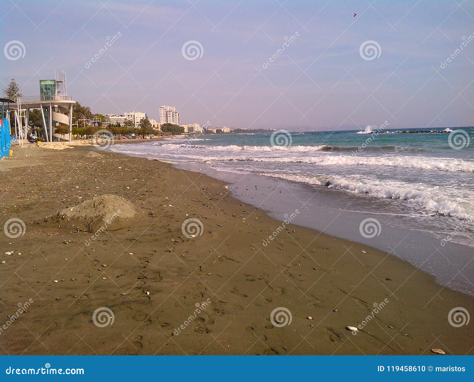 The Beautiful Limassol Beach in Cyprus Stock Photo - Image of apartment ...