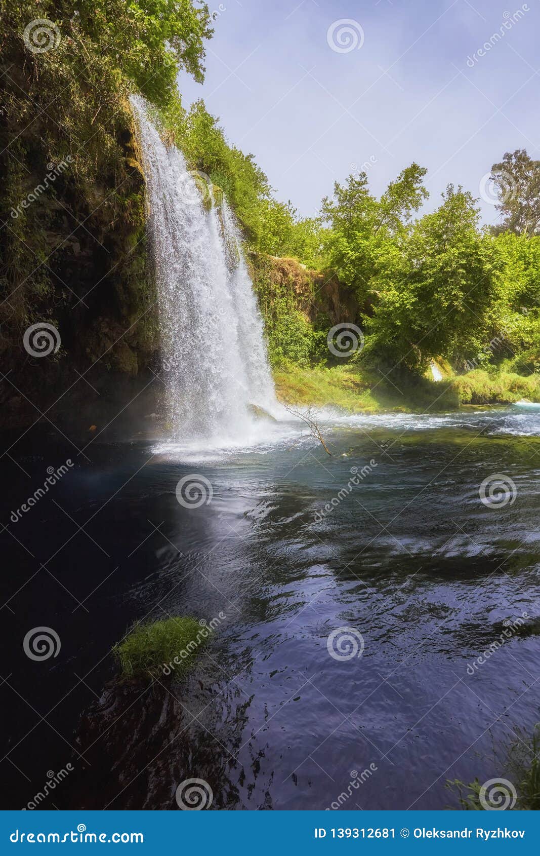 Beautiful Limestone Waterfall Forest Stock Image - Image of flowing ...