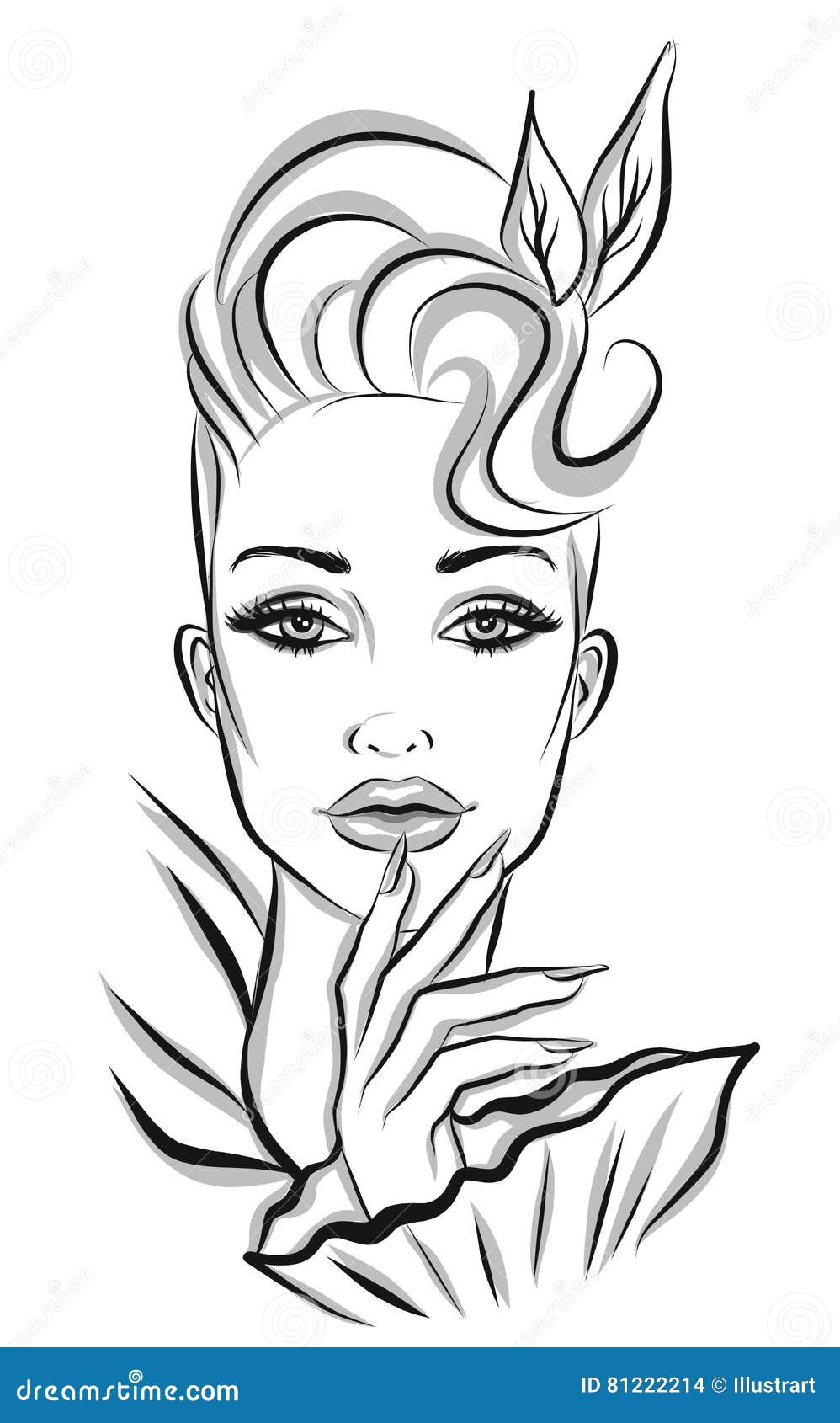 Beautiful Line Art Woman Illustration Stock Vector - Illustration of ...