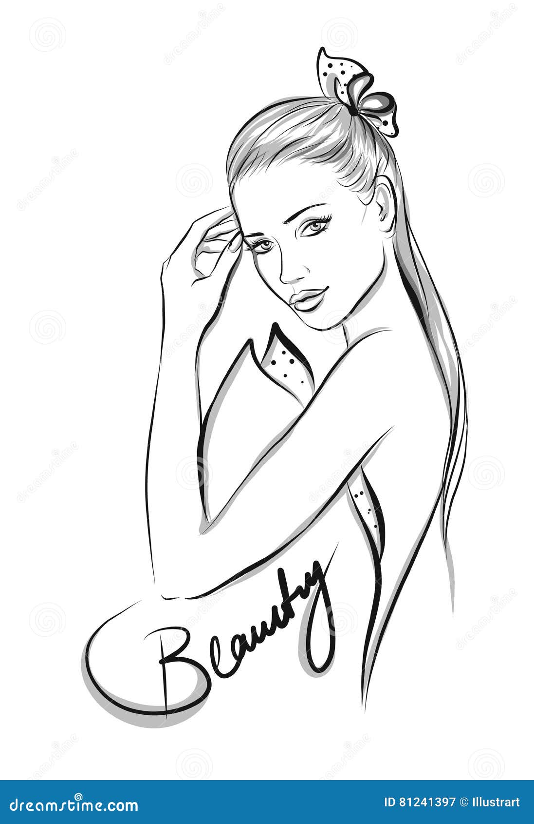 Beautiful Line Art Woman Illustration Stock Vector - Illustration of ...