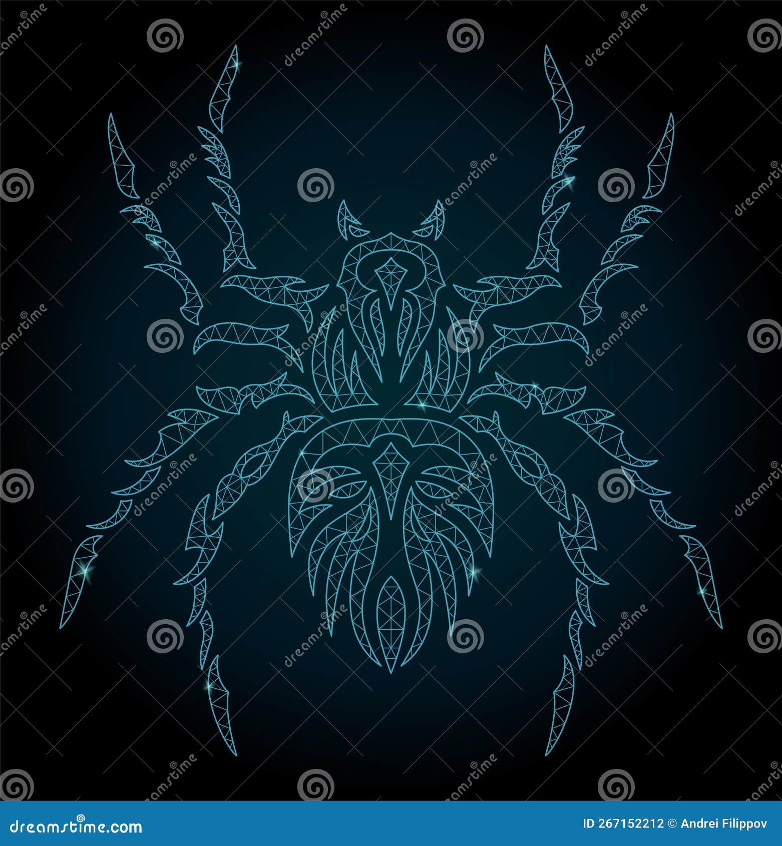 Linear Low Poly Art with Blue Spider Stock Vector - Illustration of ...