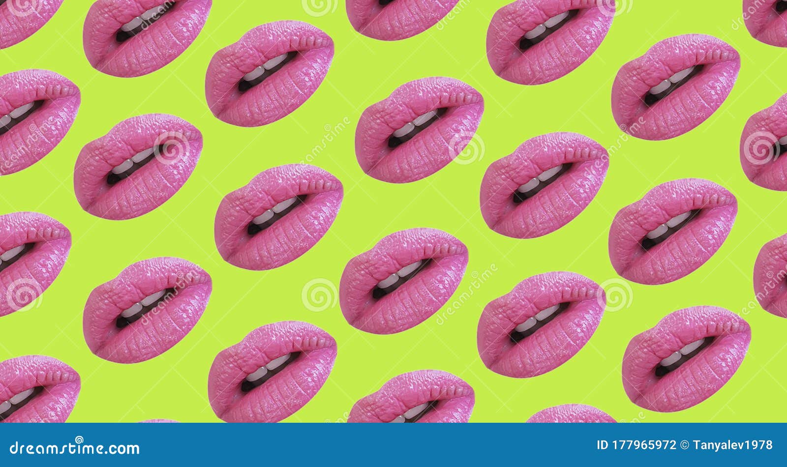 Beautiful Lips, Collage Pattern Postcard on a Colored Background Stock ...