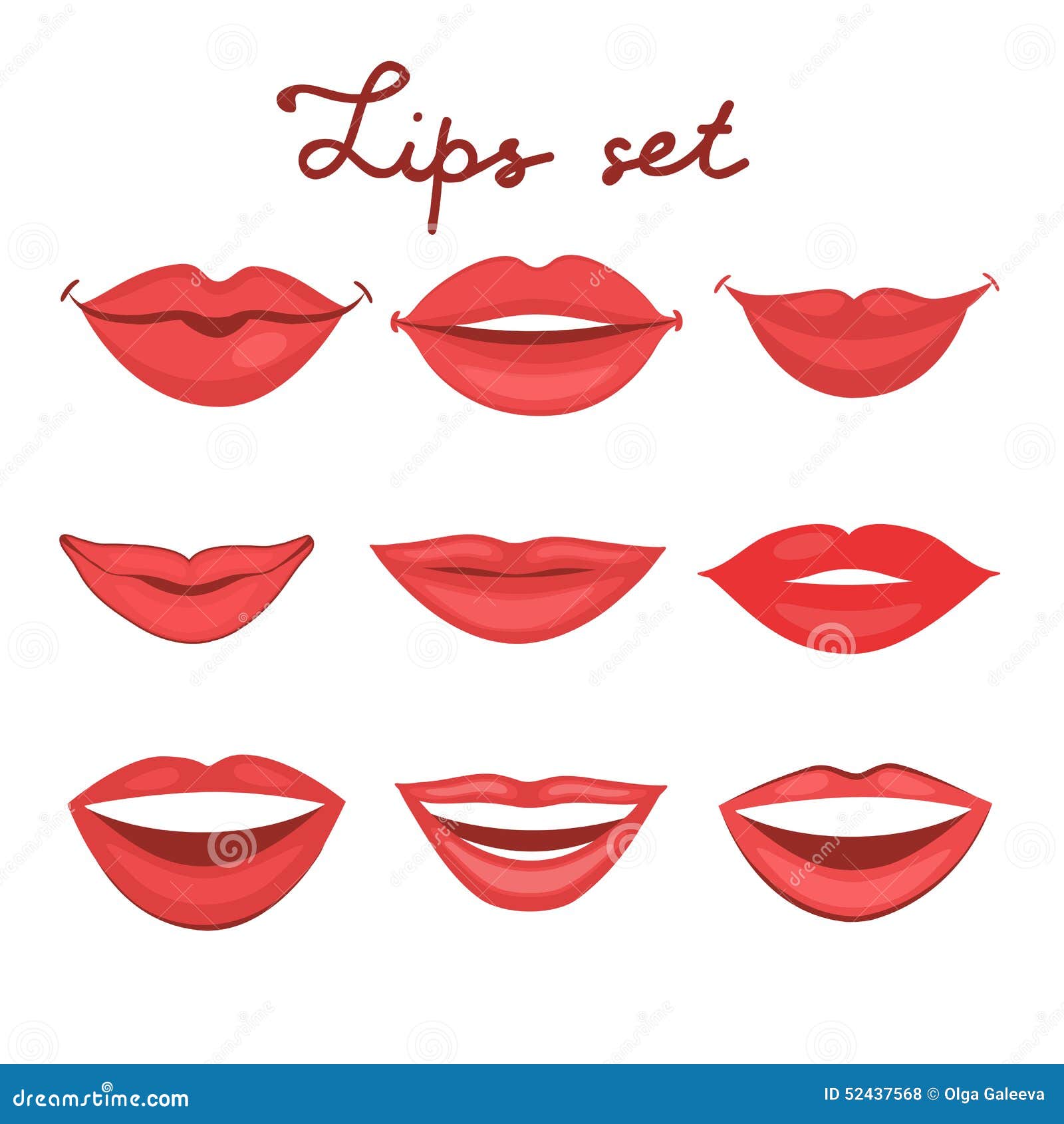 Beautiful lips collection stock vector. Illustration of icon - 52437568