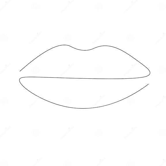 Beautiful Lips Line Drawing, Vector Illustration Stock Vector ...
