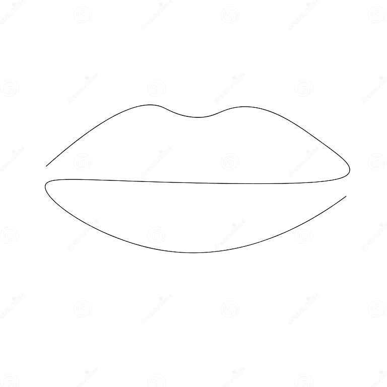 Beautiful Lips Line Drawing, Vector Illustration Stock Vector ...
