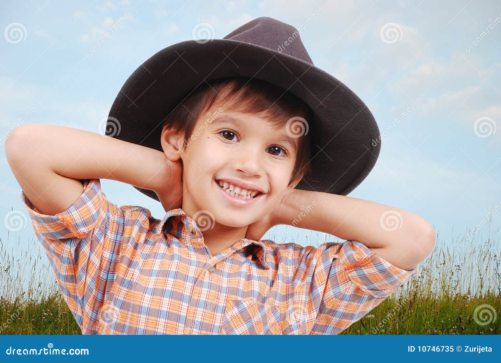 Beautiful Little Boy with Hat on Head Stock Image - Image of expression ...
