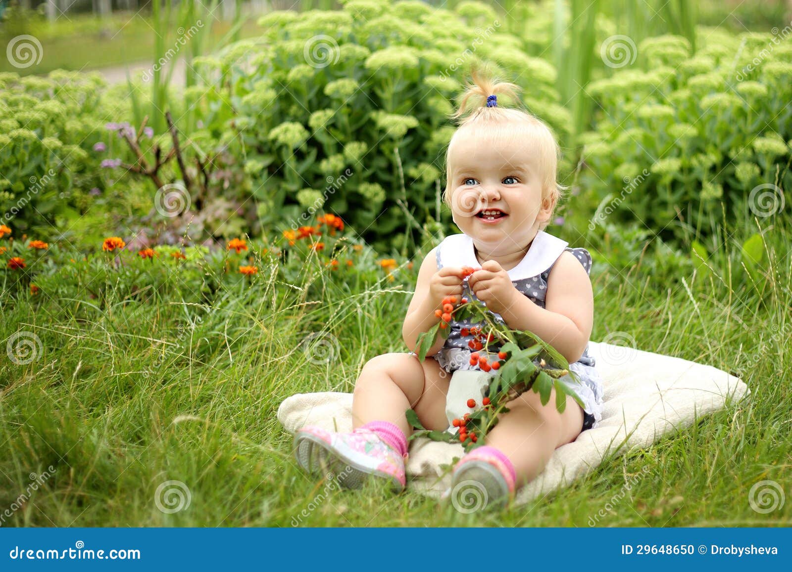 Beautiful Little Girl with Berries Stock Photo - Image of laughter ...