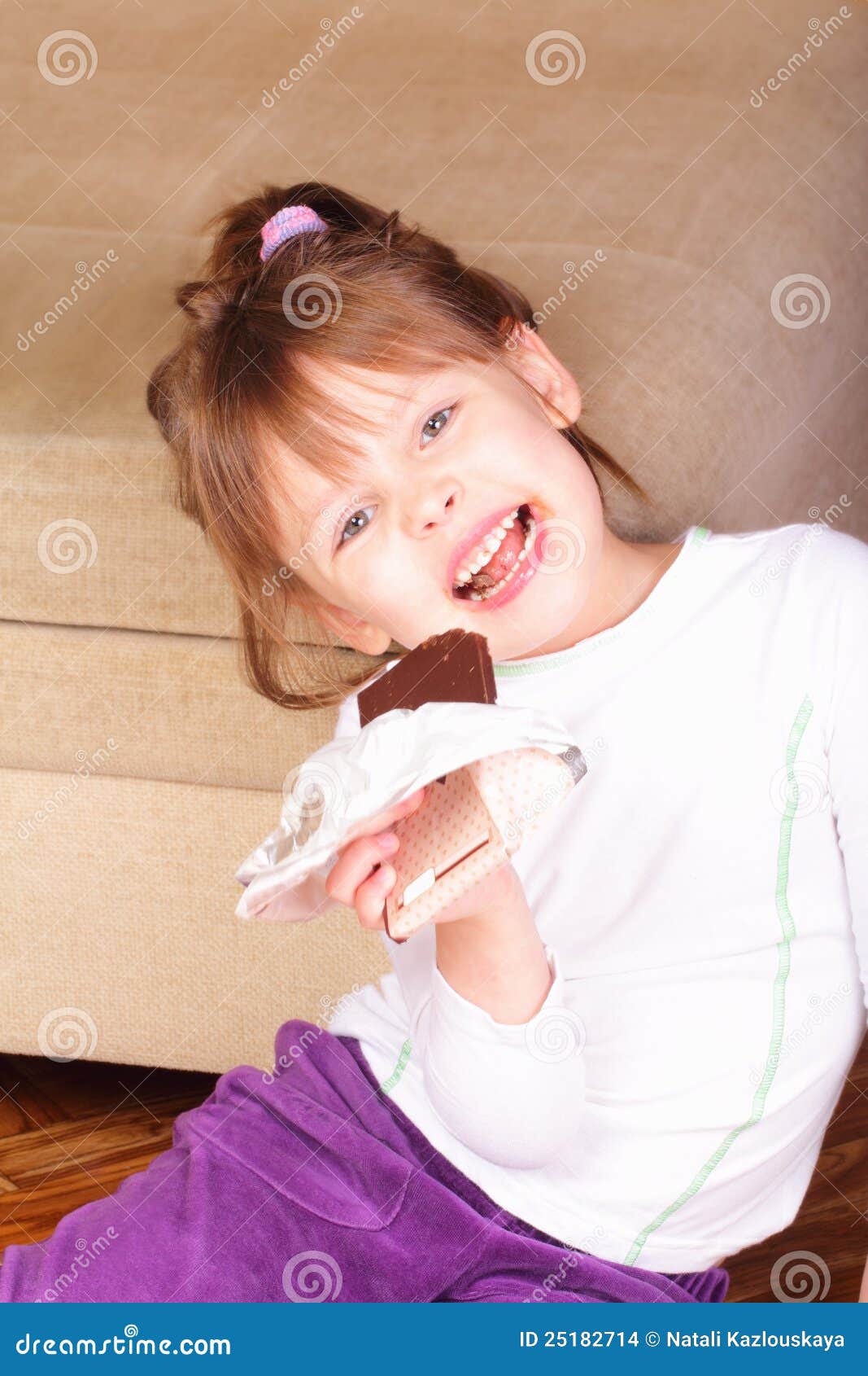 Beautiful Little Girl with Chocolate Stock Photo - Image of individual ...