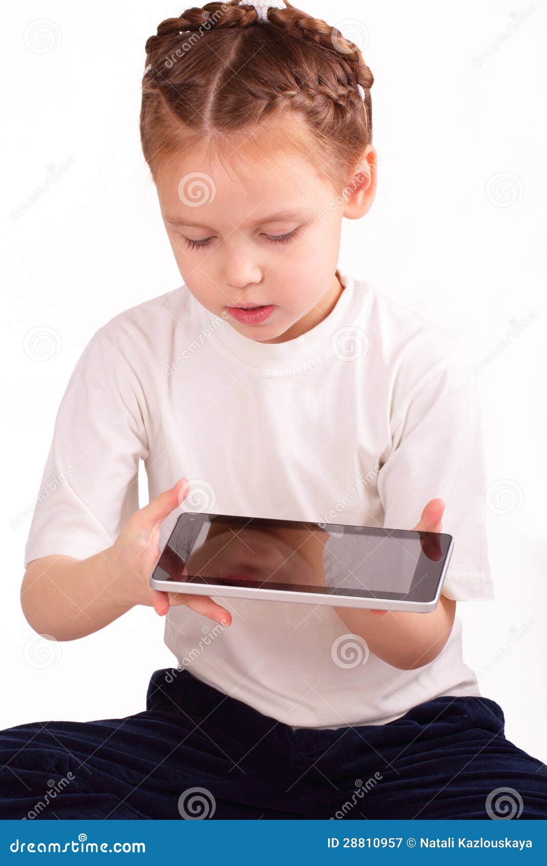 Beautiful Little Girl with Ipad Stock Image - Image of beautiful ...