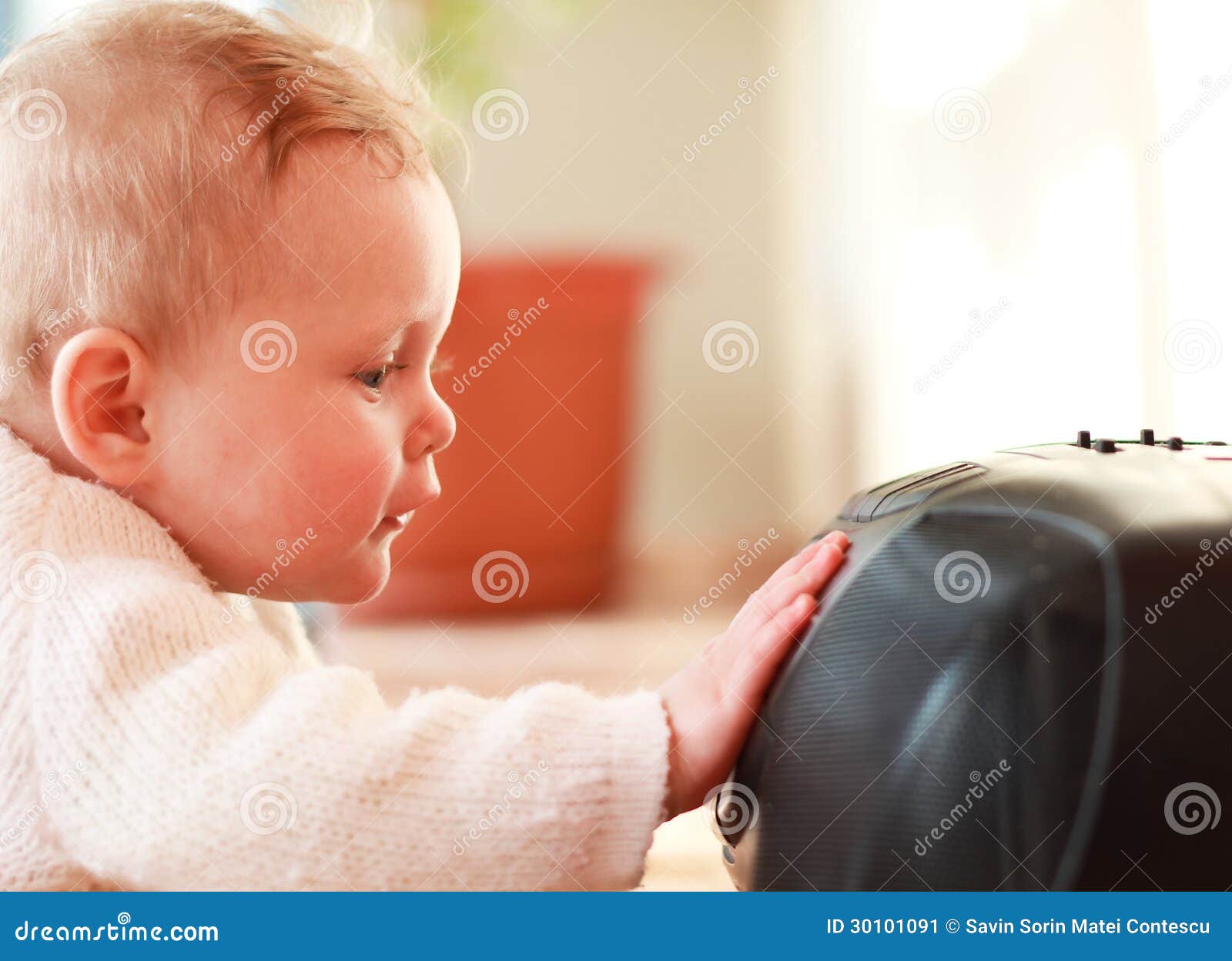 Little Girl with a CD Player Stock Image - Image of clothes, portable ...