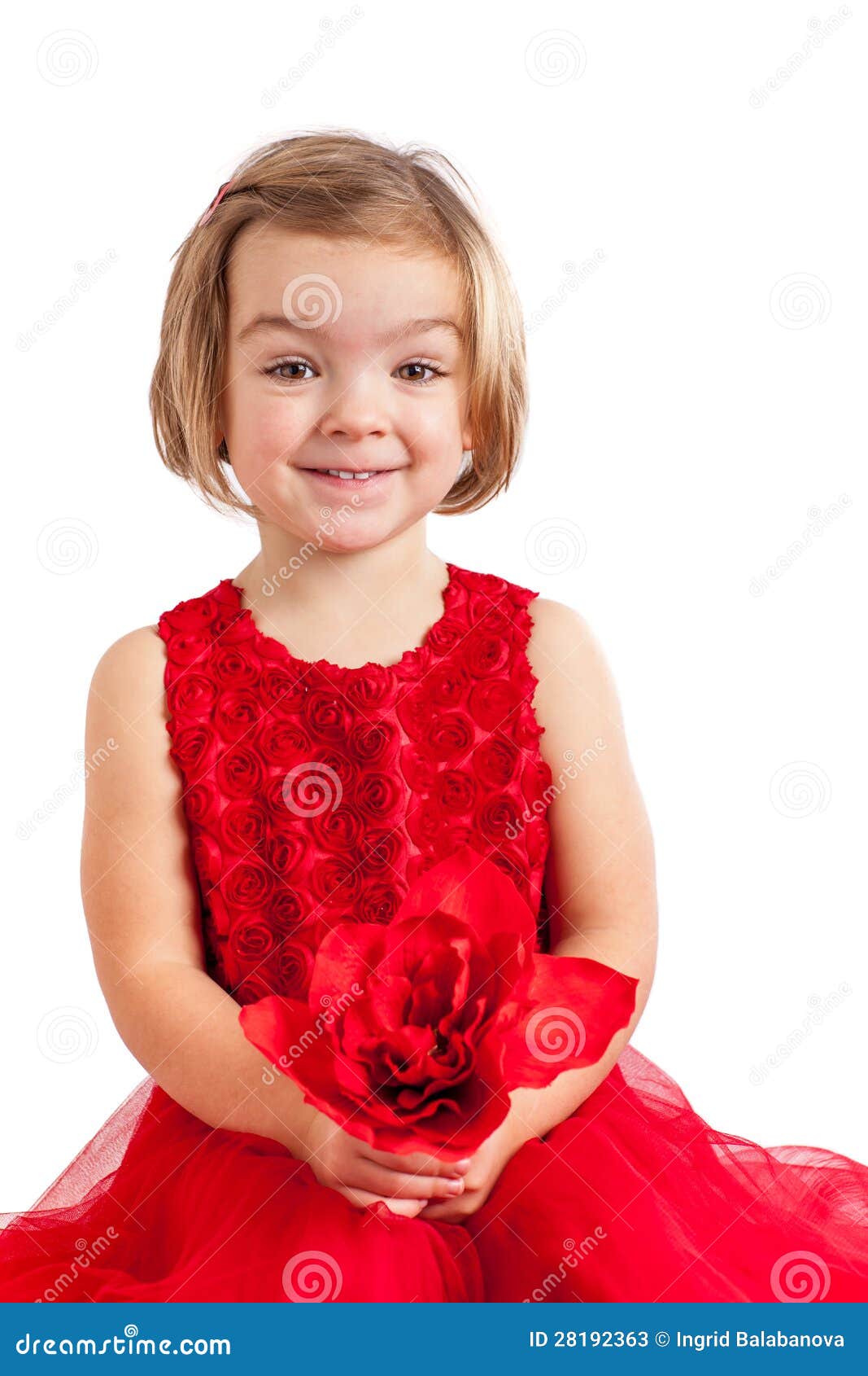 Beautiful Little Girl in Red Stock Image - Image of looking, cheerful ...