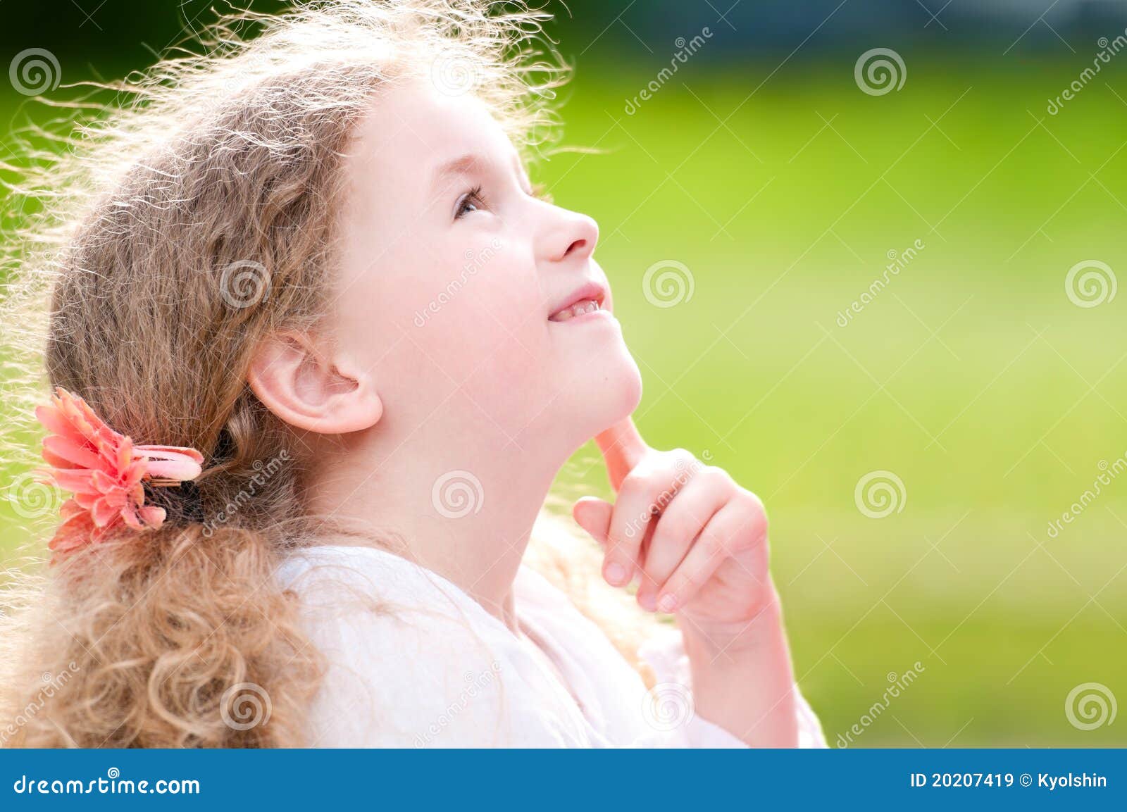 Beautiful Little Girl Smiling and Looking Up Stock Image - Image of ...