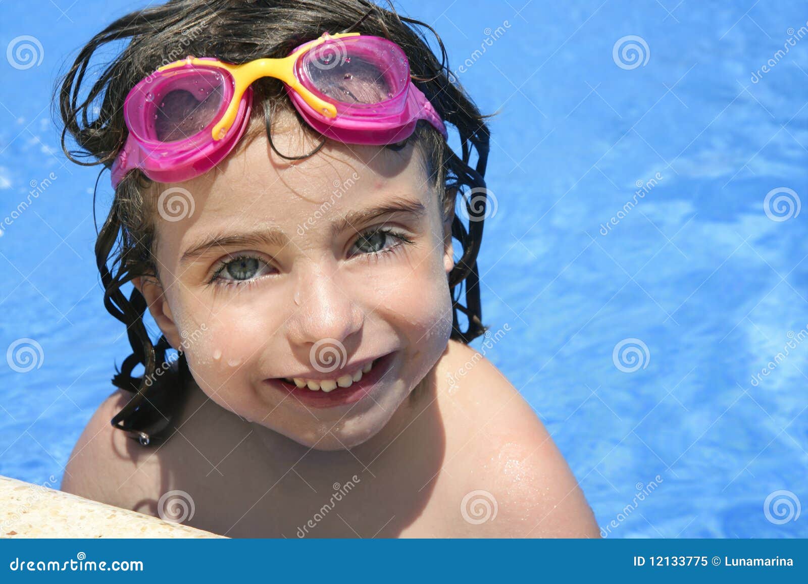 Beautiful Little Girl Smiling in Pool Stock Image - Image of cute ...
