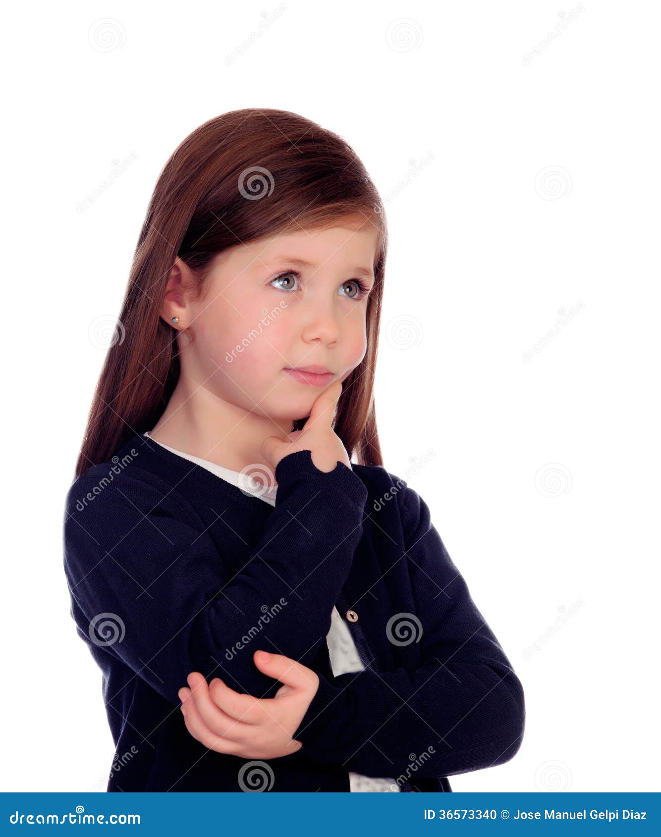 Beautiful Little Girl Thinking Stock Photo - Image of happy, beautiful ...