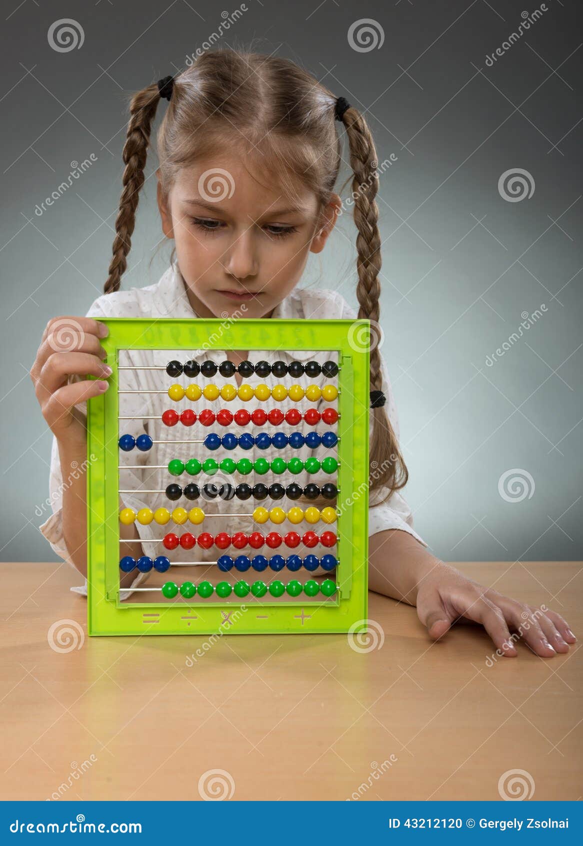 Beautiful Little Girl Use Abacus Board Stock Photo - Image of board ...
