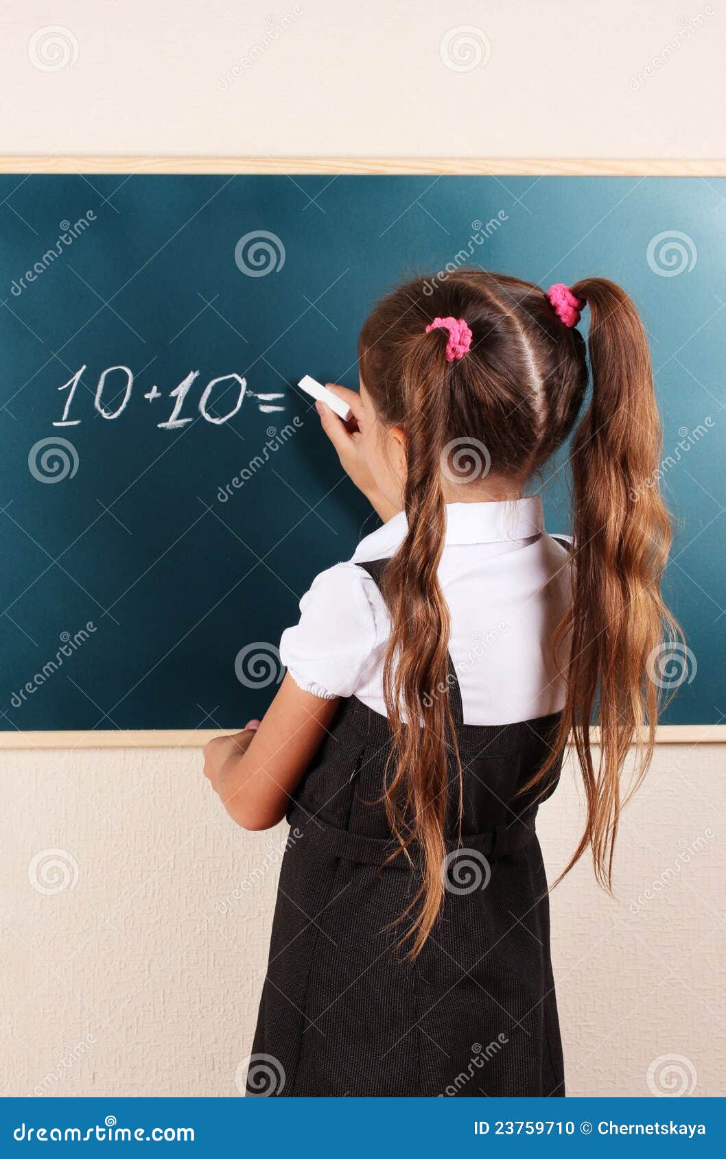 Beautiful Little Girl Writing on Board Stock Photo - Image of people ...