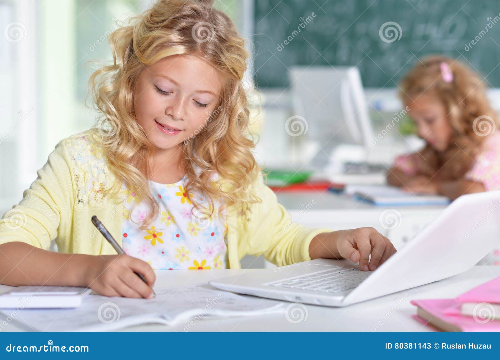 Beautiful Little Girls at Class Stock Image - Image of children ...