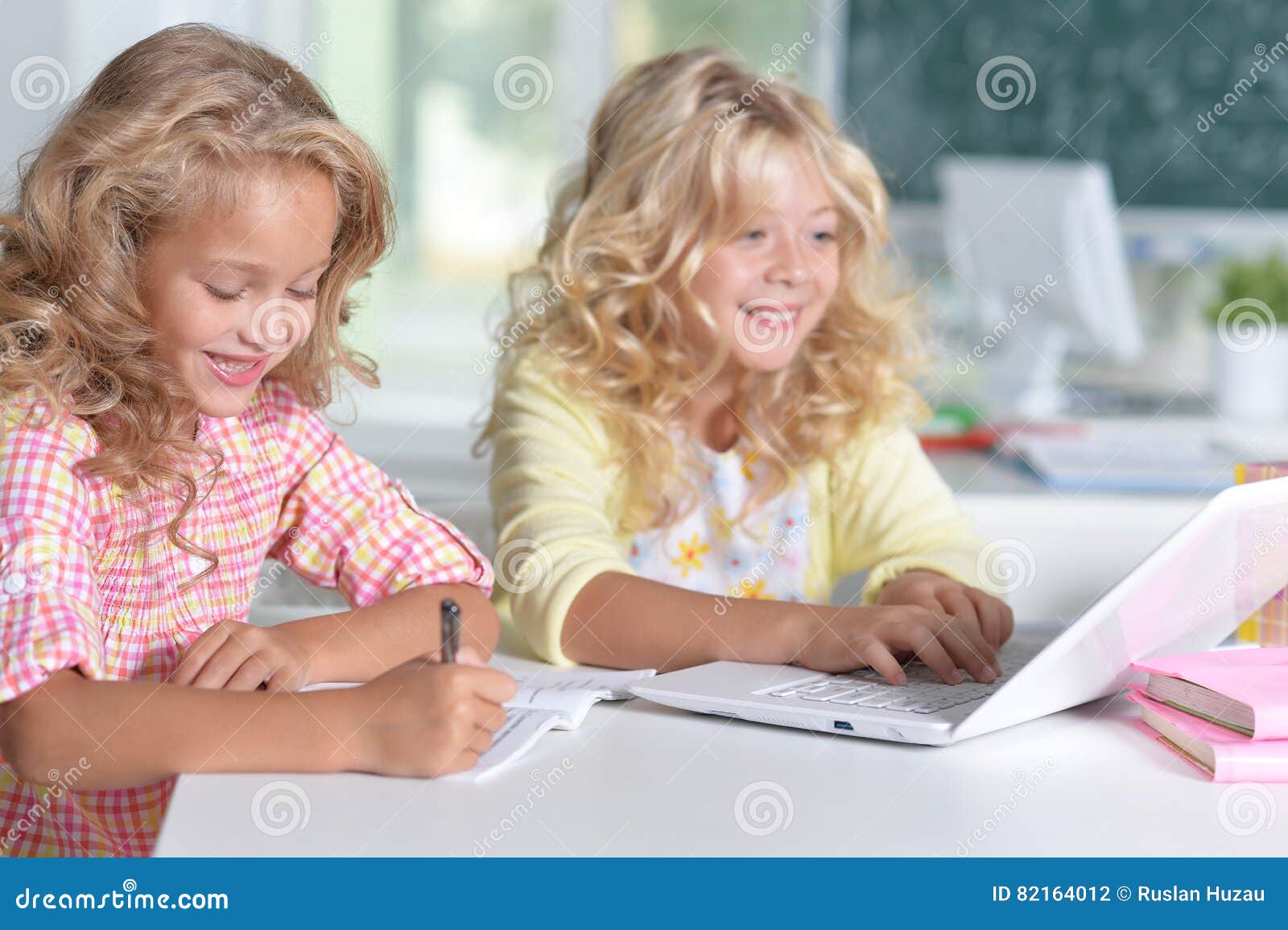 Beautiful Little Girls at Class Stock Photo - Image of good, childhood ...