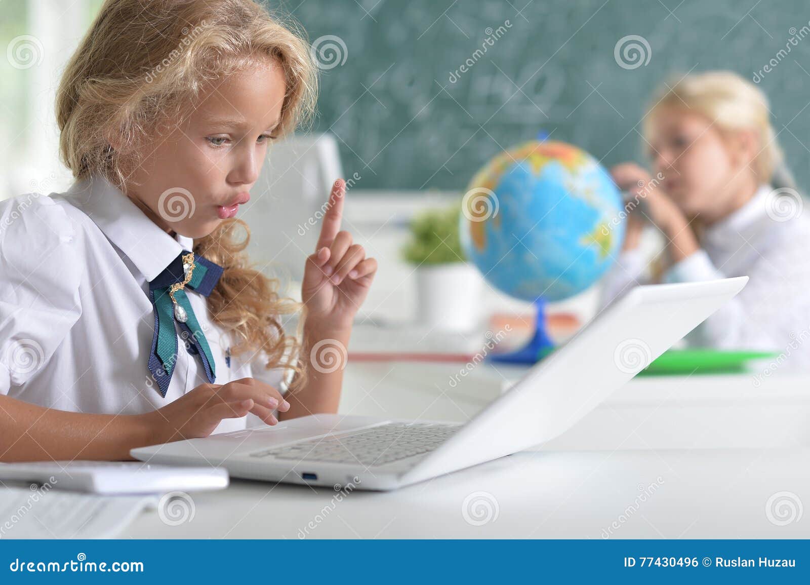 Beautiful Little Girls at Class Stock Photo - Image of elementary ...