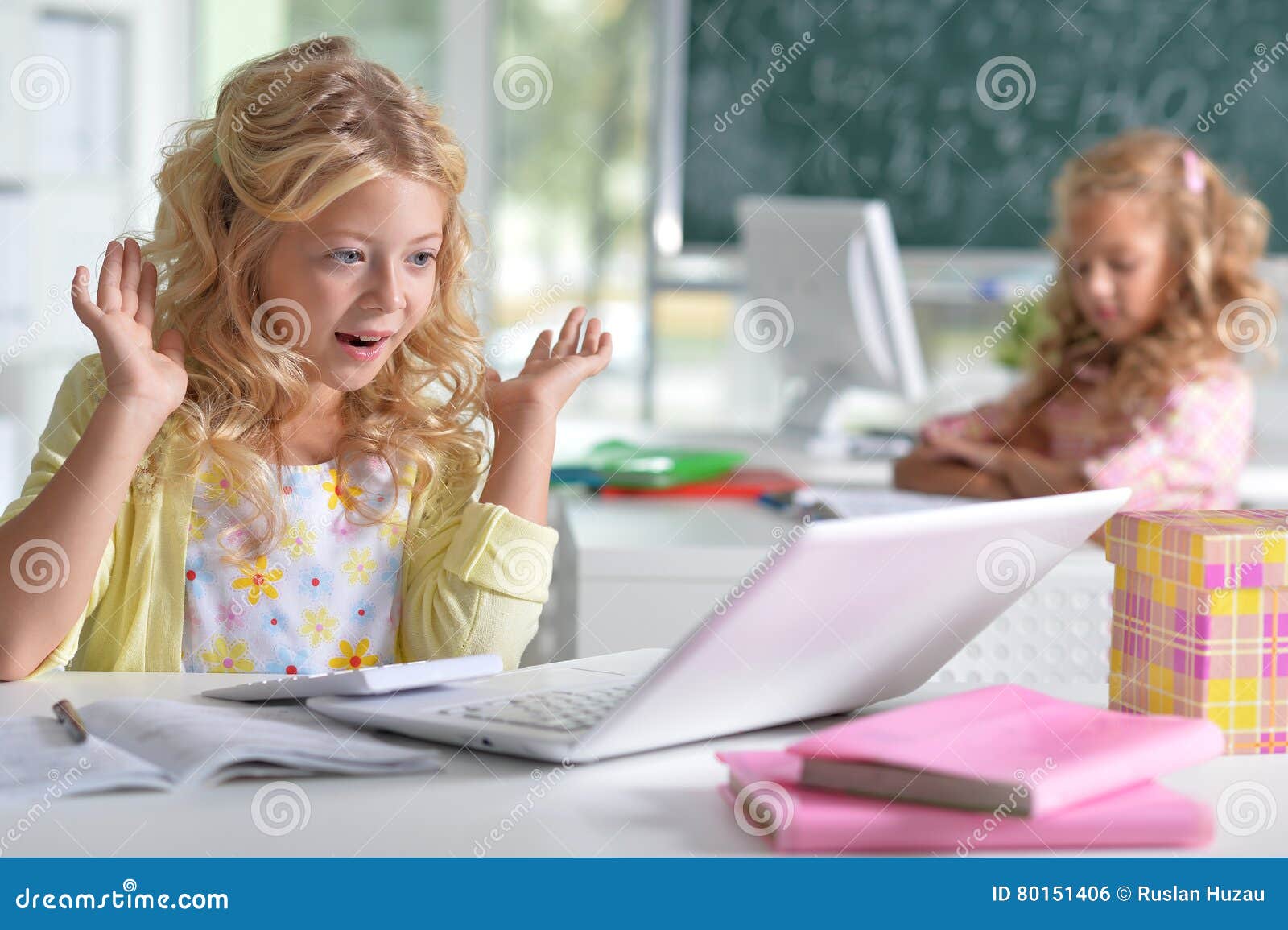 Beautiful Little Girls at Class Stock Photo - Image of good, friendship ...