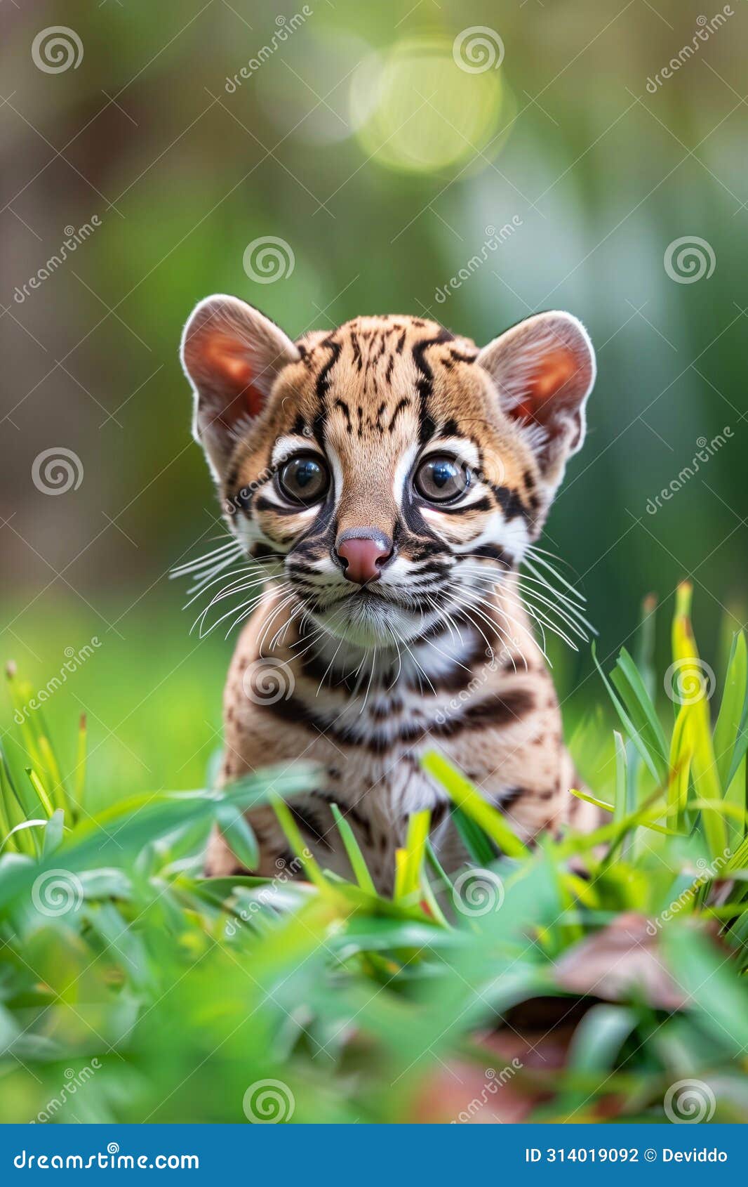Beautiful little ocelot stock illustration. Illustration of grass ...