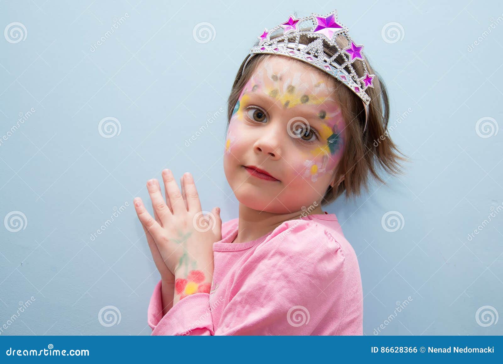 Beautiful Little Princess with Face Paint Stock Photo - Image of ...
