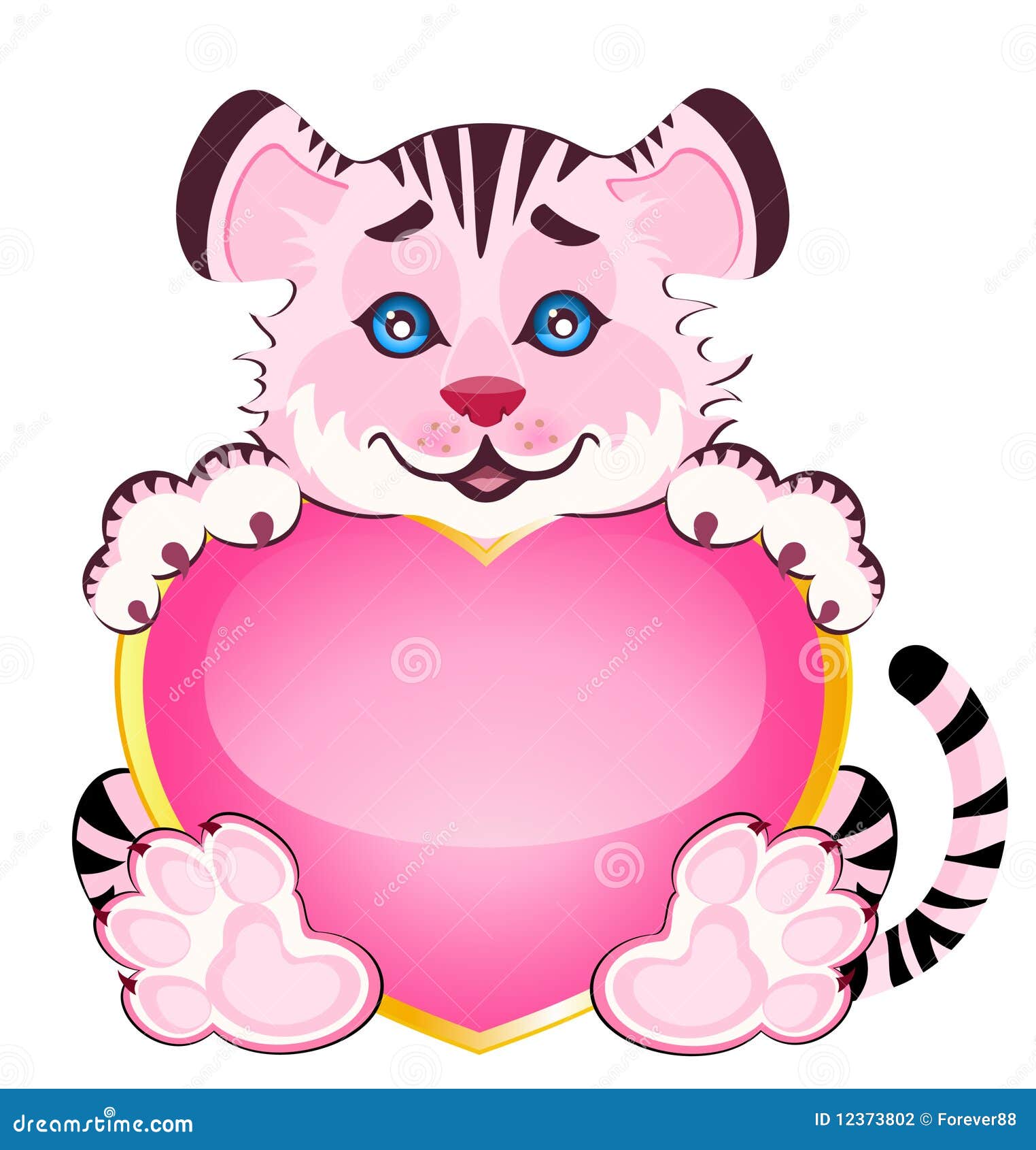 Beautiful Little Tiger with Heart Stock Vector - Illustration of ...
