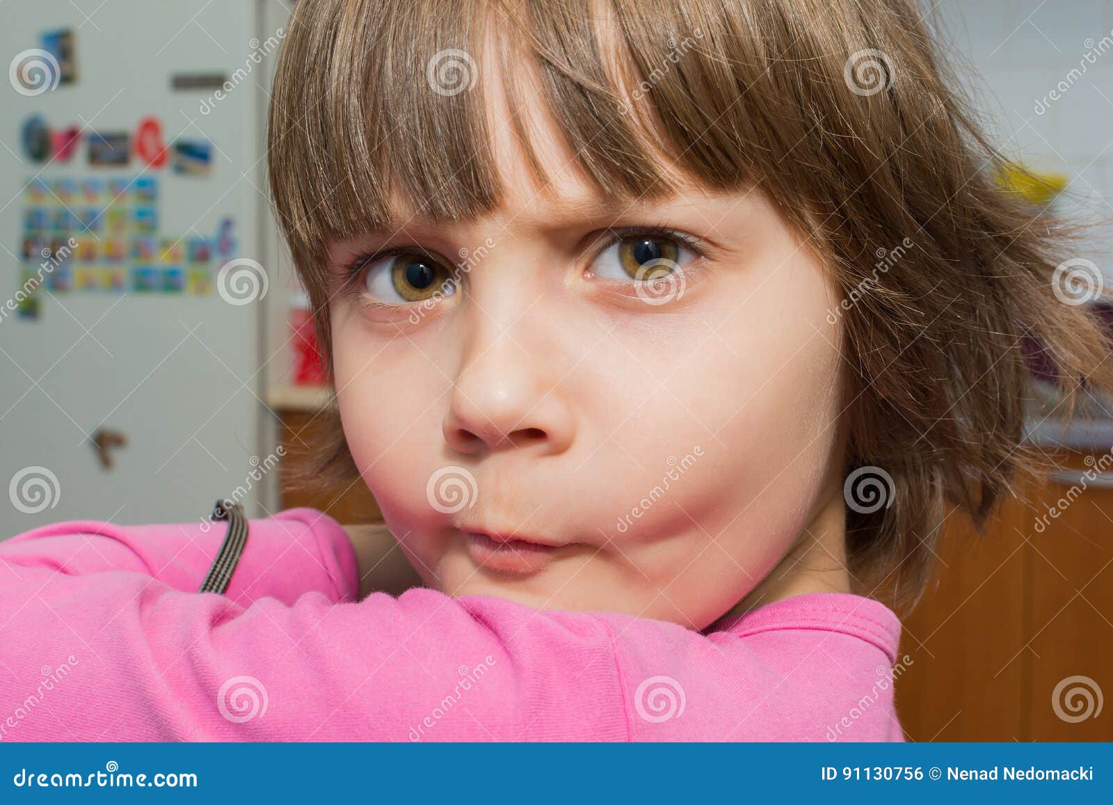 Beautiful Little Young Girl Making a Face Stock Photo - Image of long ...