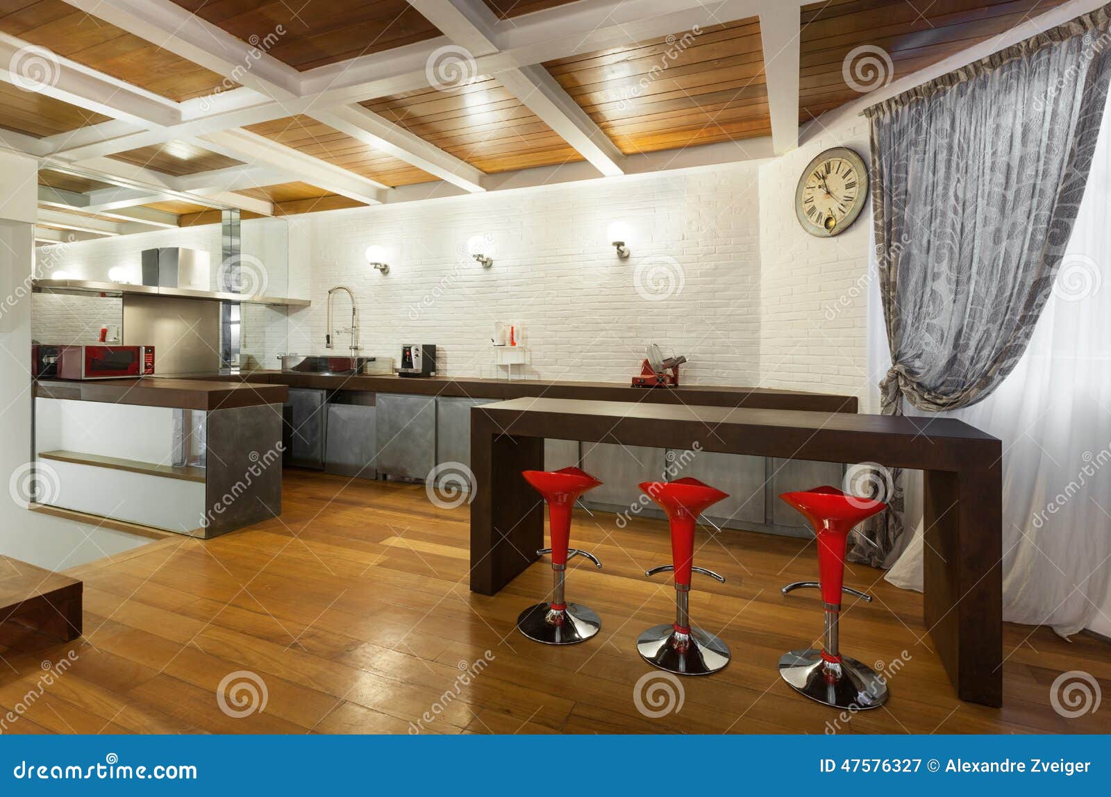 Beautiful Loft, Open Kitchen Stock Image - Image of inside, view: 47576327