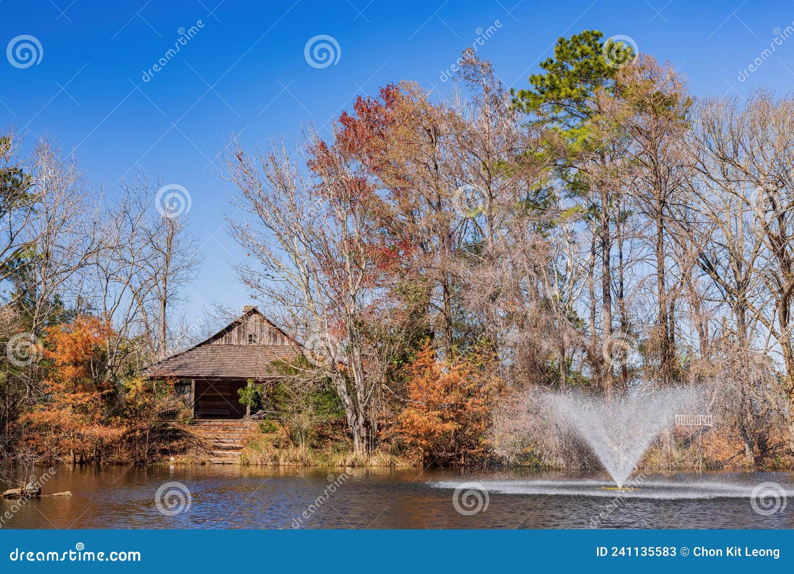 Beautiful Log Cabin Along the Texas Native Trail Stock Image - Image of ...