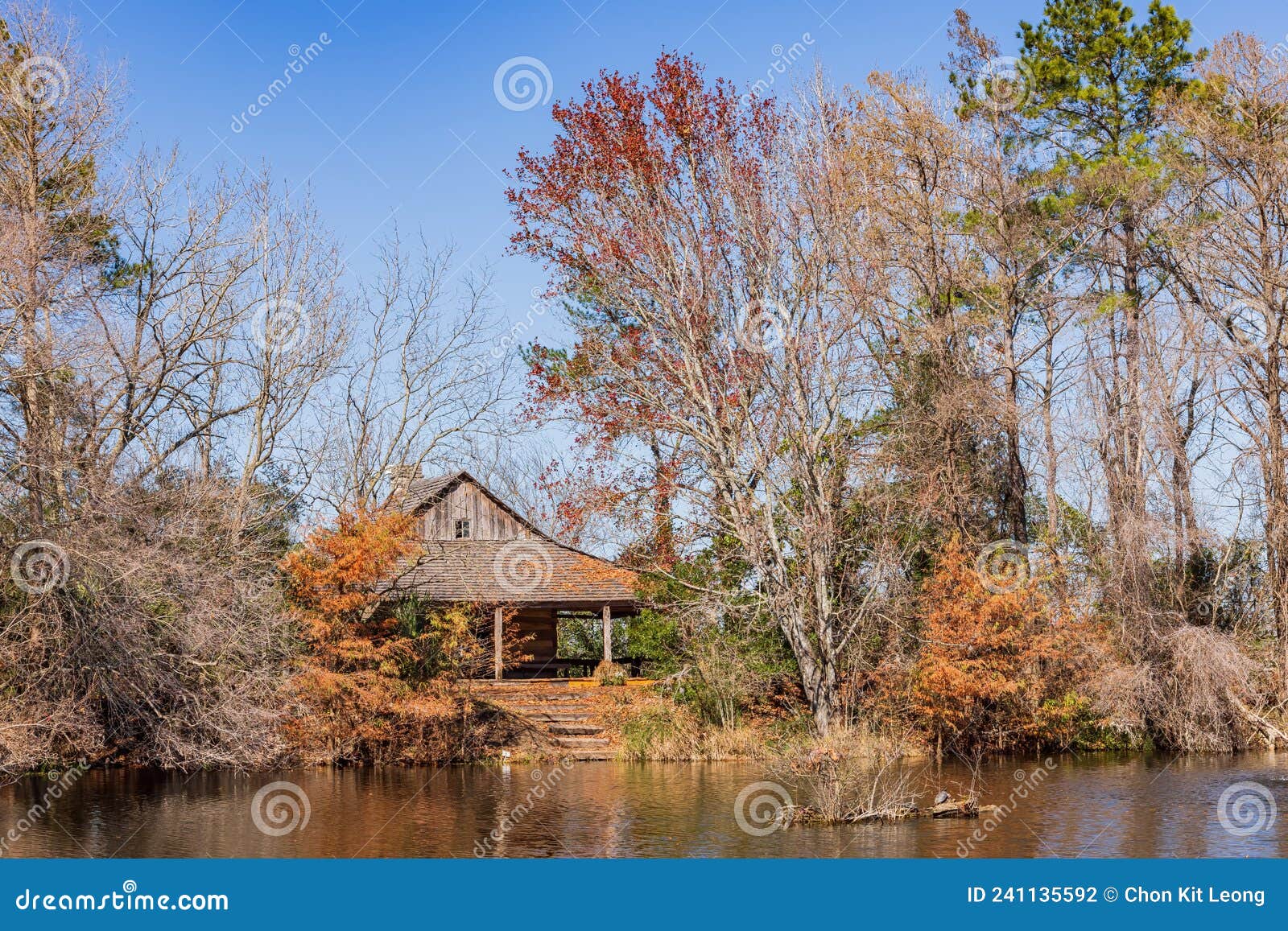 Beautiful Log Cabin Along the Texas Native Trail Stock Photo - Image of ...