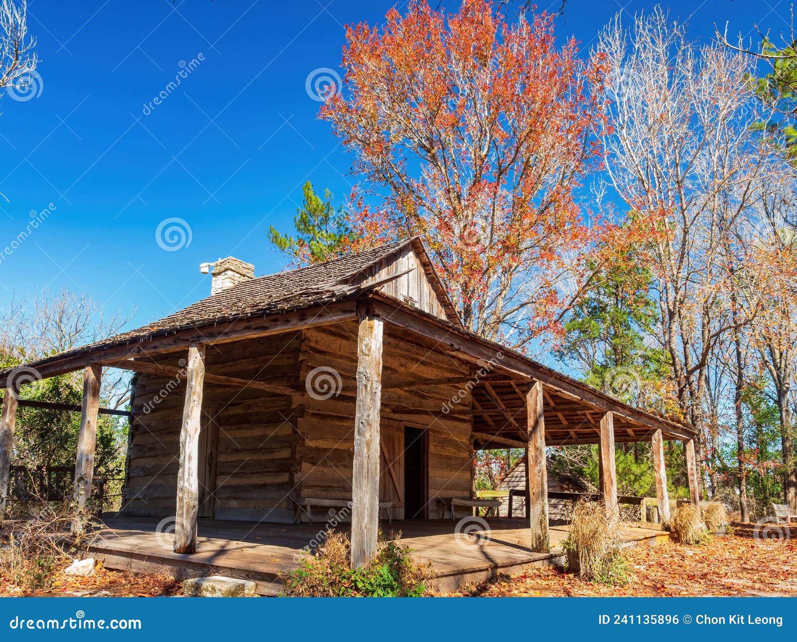 Beautiful Log Cabin Along the Texas Native Trail Stock Photo - Image of ...