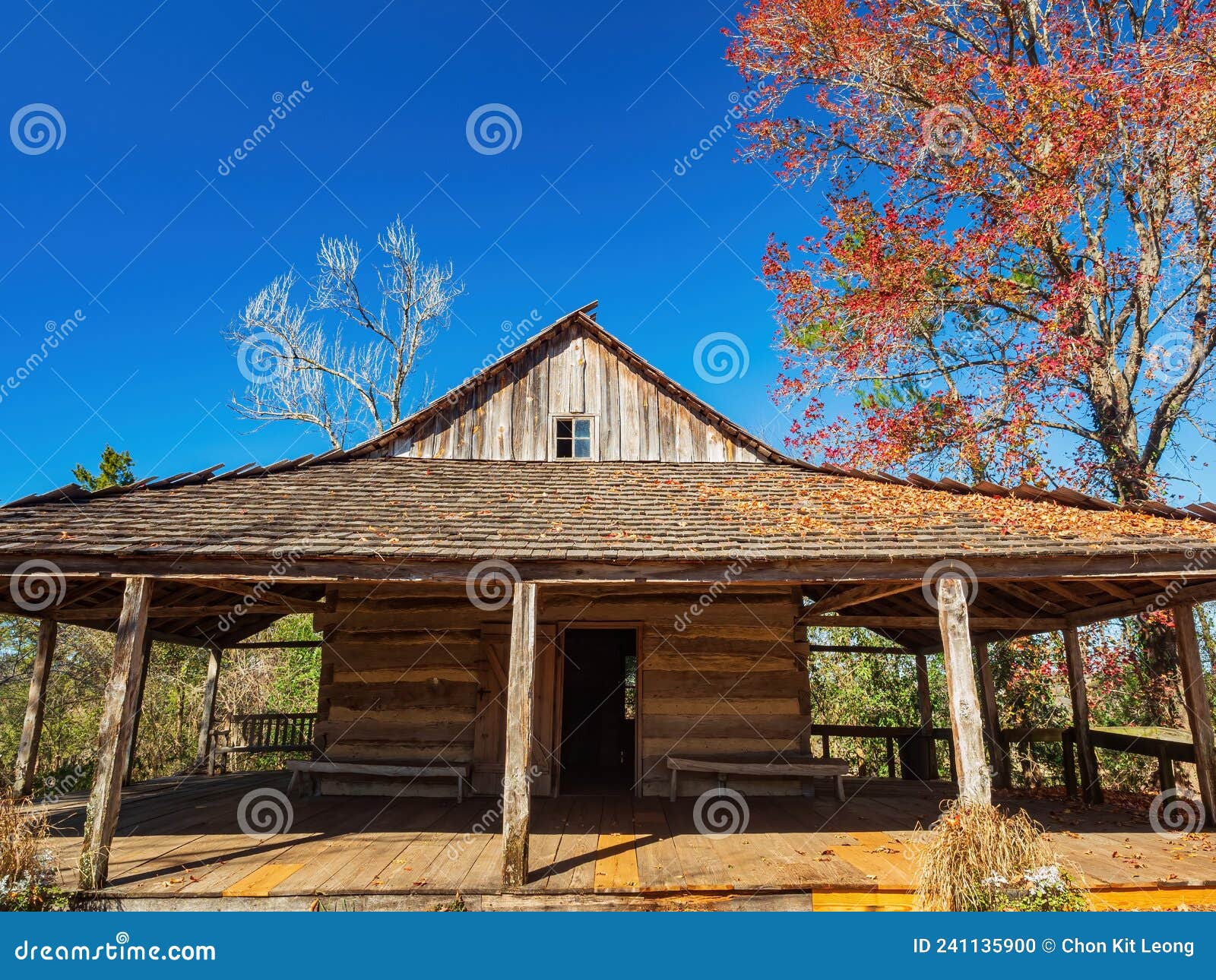Beautiful Log Cabin Along the Texas Native Trail Stock Photo - Image of ...