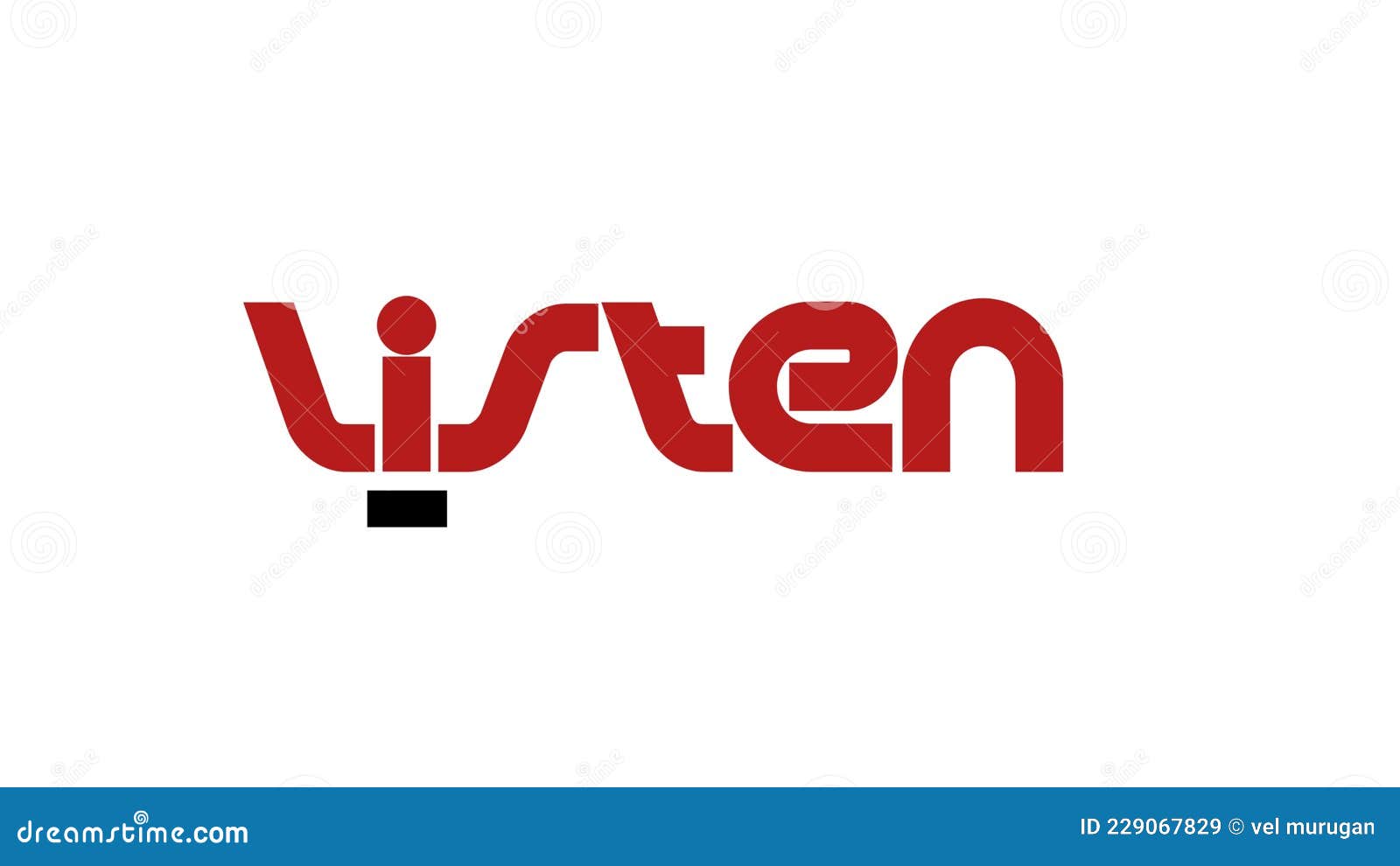 Beautiful Logo Design in Listen Words Stock Illustration - Illustration ...