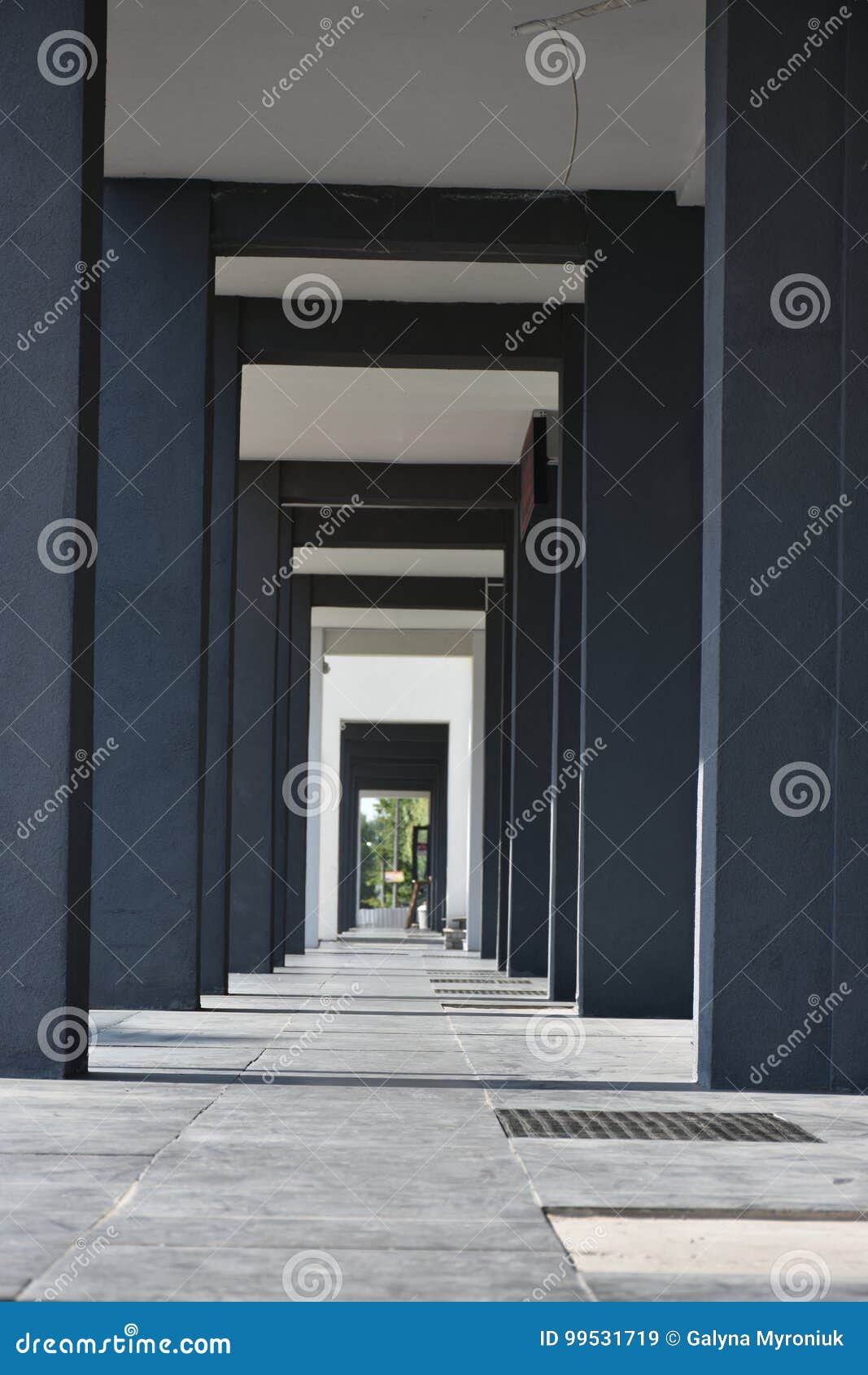 Beautiful Long Corridor of Concrete Stock Image - Image of stone ...