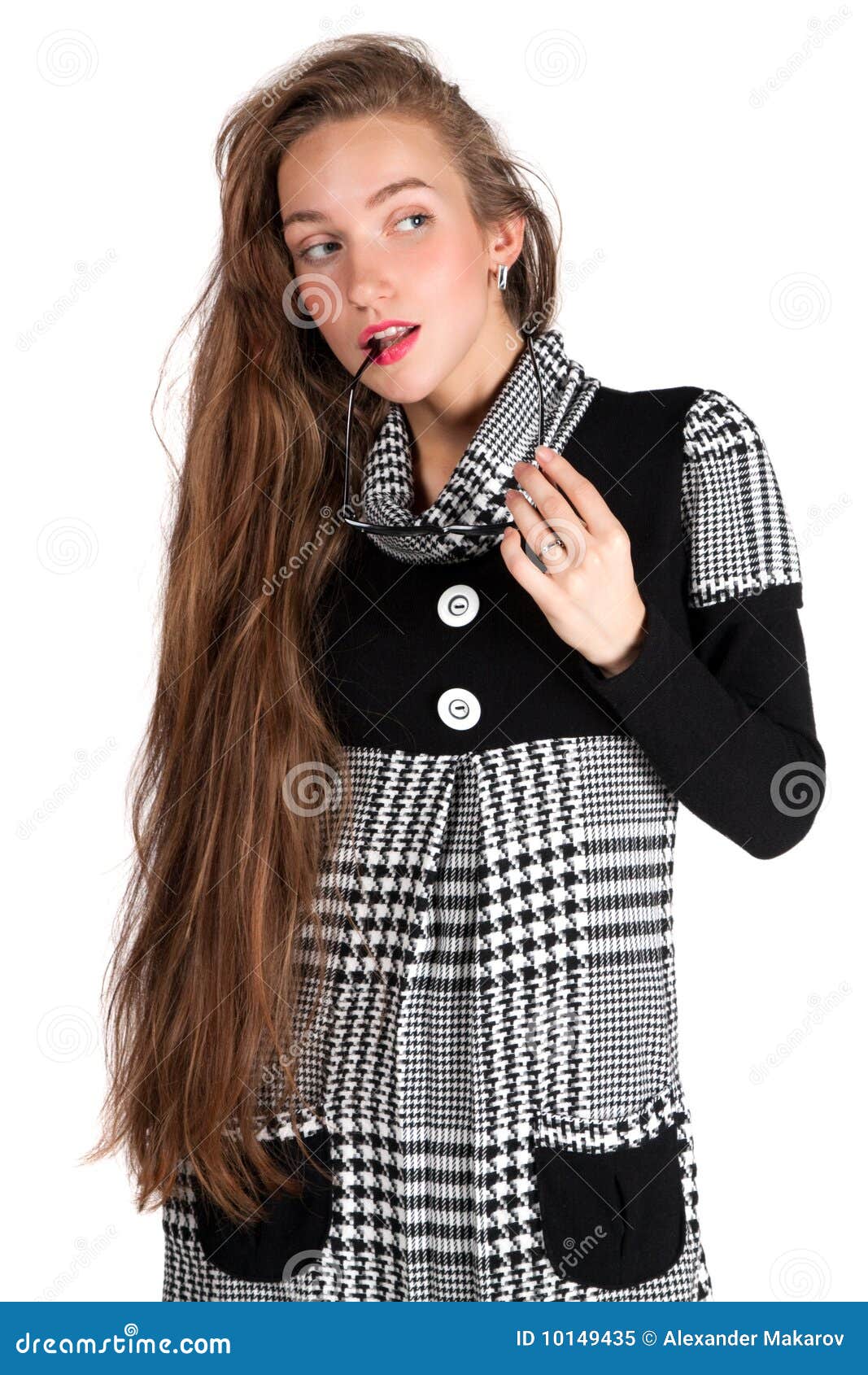 Beautiful Long-haired Lady. Stock Image - Image of looking, pocket ...
