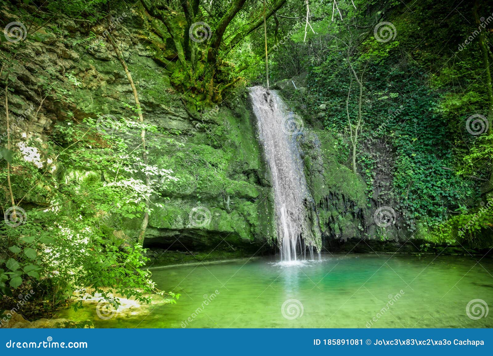Long Waterfall with Water Falling Stock Image - Image of liquid ...
