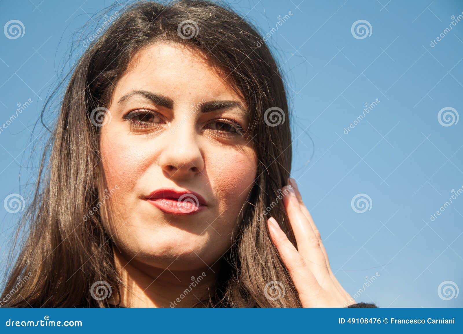 Beautiful look stock photo. Image of blue, brunette, beautiful - 49108476