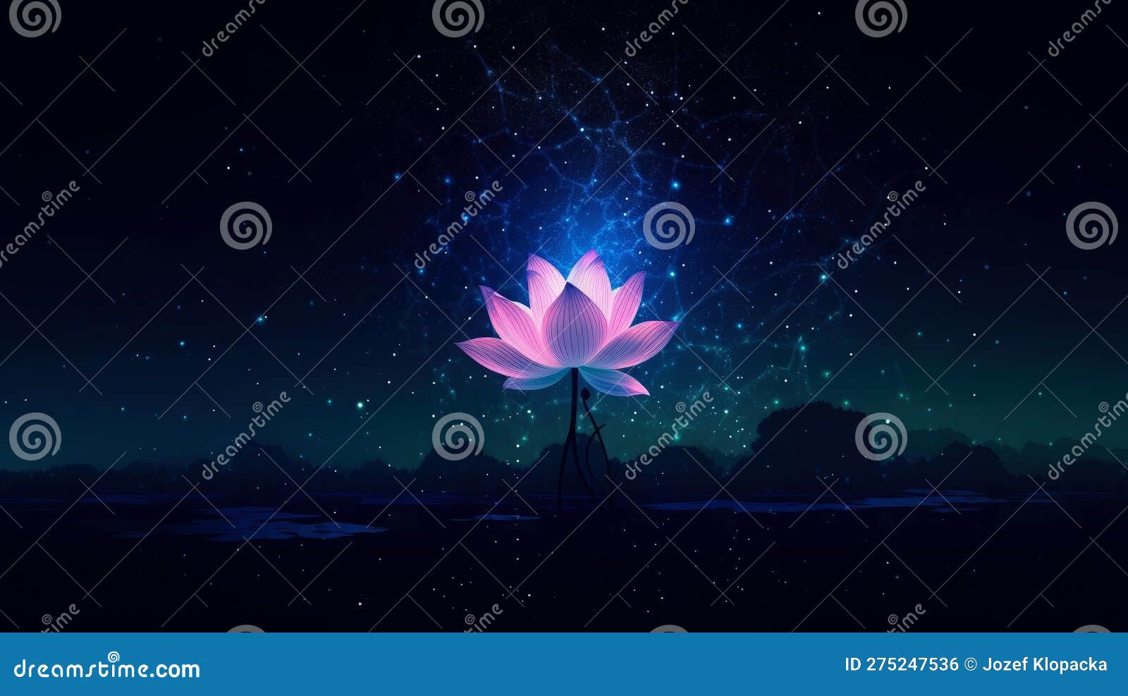 Beautiful Lotus Flower in Cosmic Space. Generative Ai. Stock ...