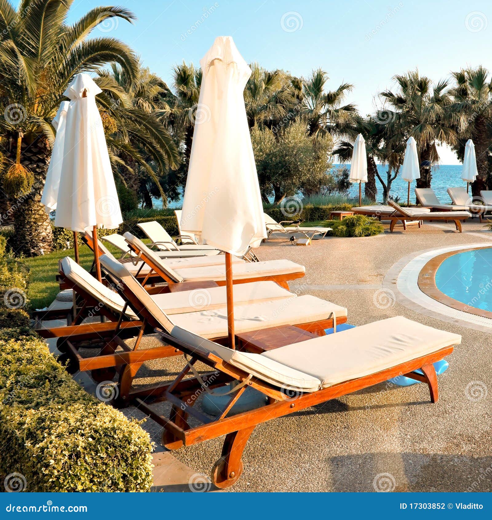 Beautiful Lounges Near the Pool Stock Photo - Image of panorama, quiet ...