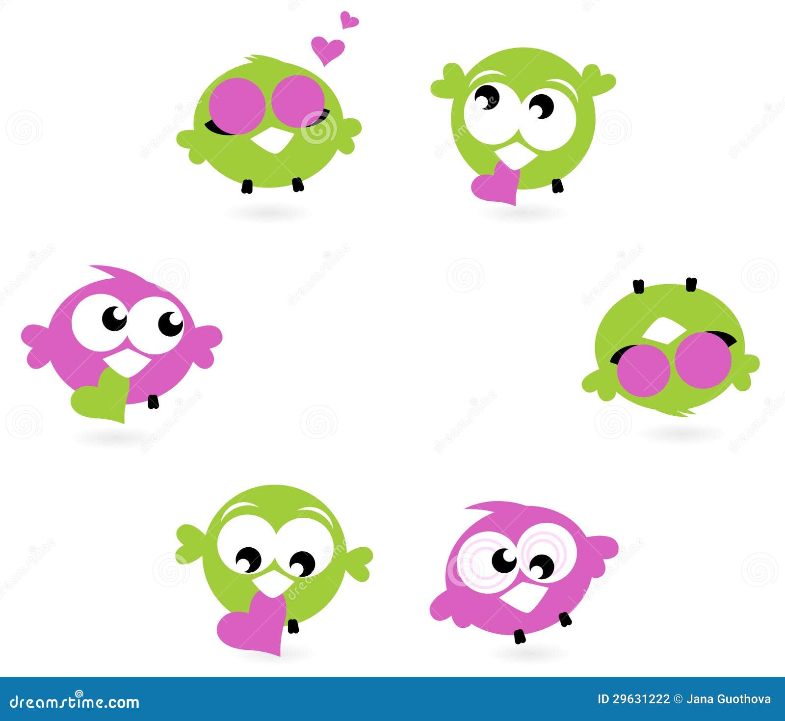 Beautiful Love Twitter Birds Set Isolated on White Stock Vector ...