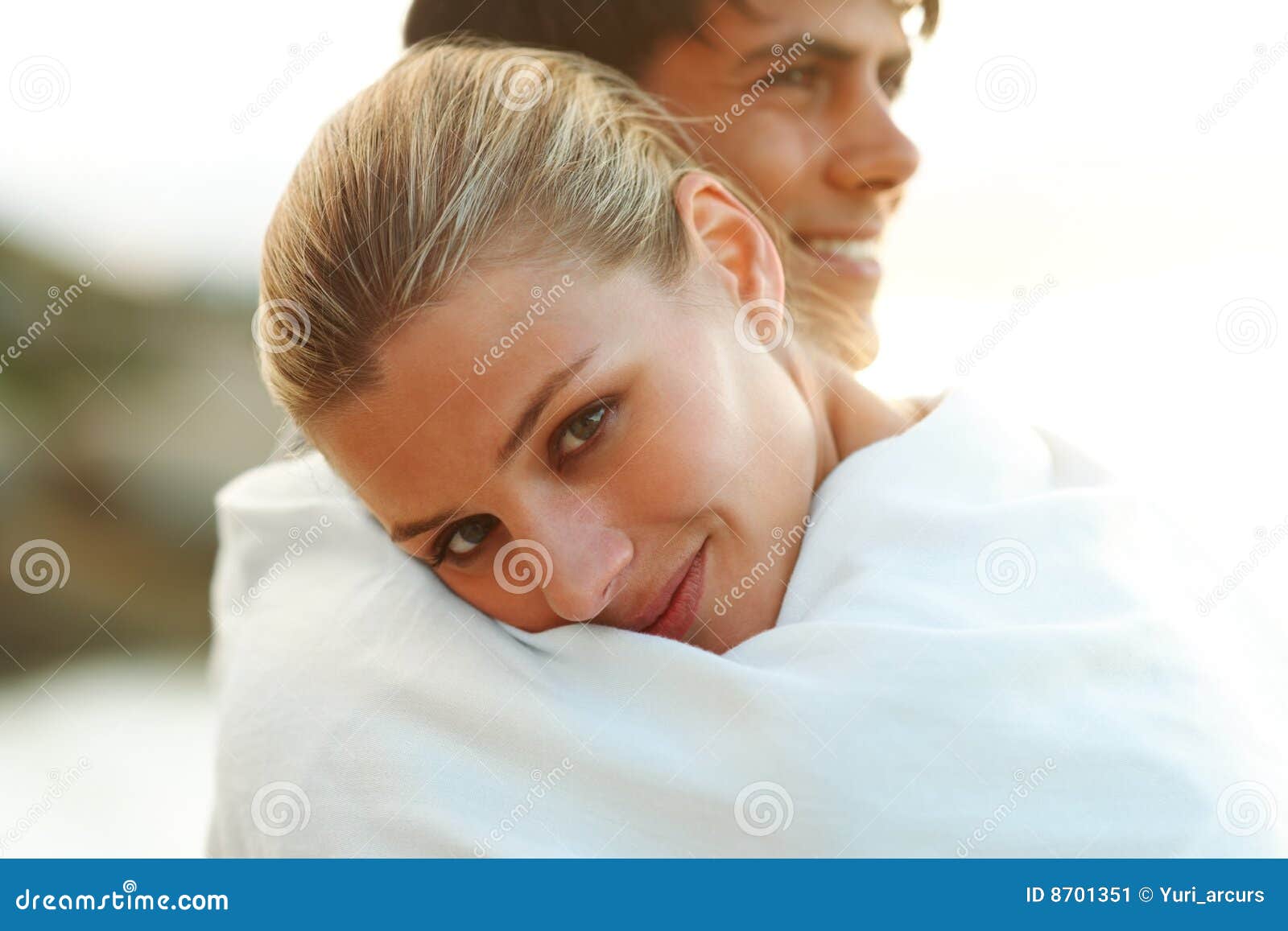 A Beautiful Lovely Couple Romancing on the Beach Stock Image - Image of ...
