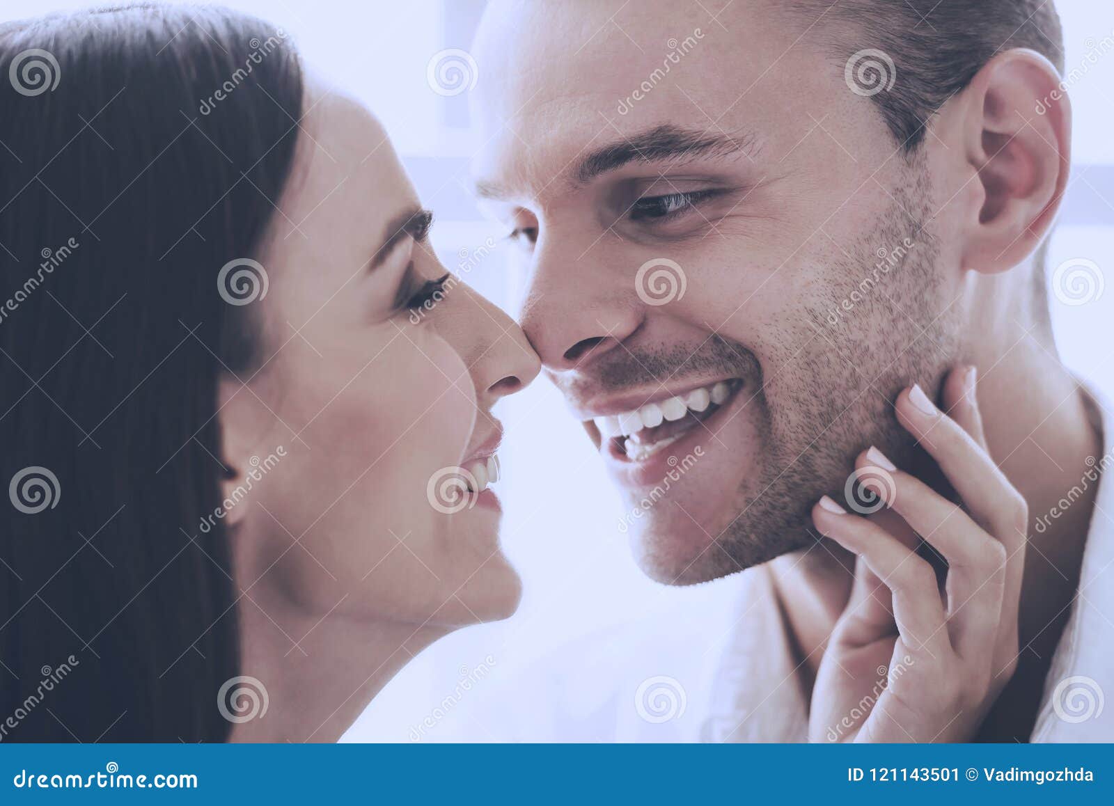 Beautiful Loving Couple Touching Their Noses Stock Image Image Of