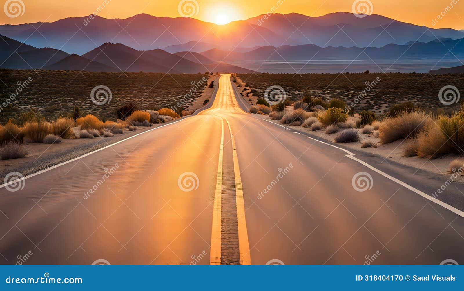 Beautiful Low Level View of an Empty Road with Mountain in Background ...