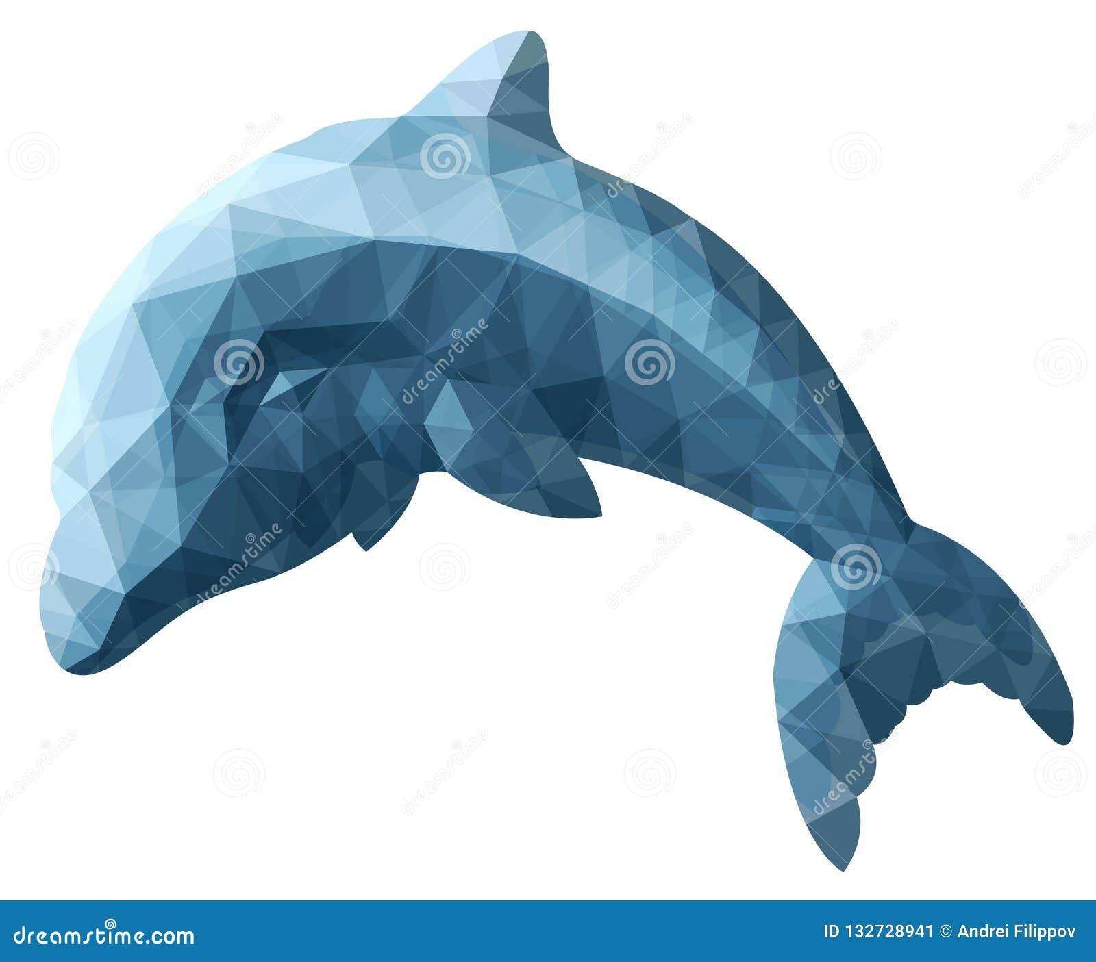 Isolated Low Poly Art with Stylized Dolphin Stock Vector - Illustration ...