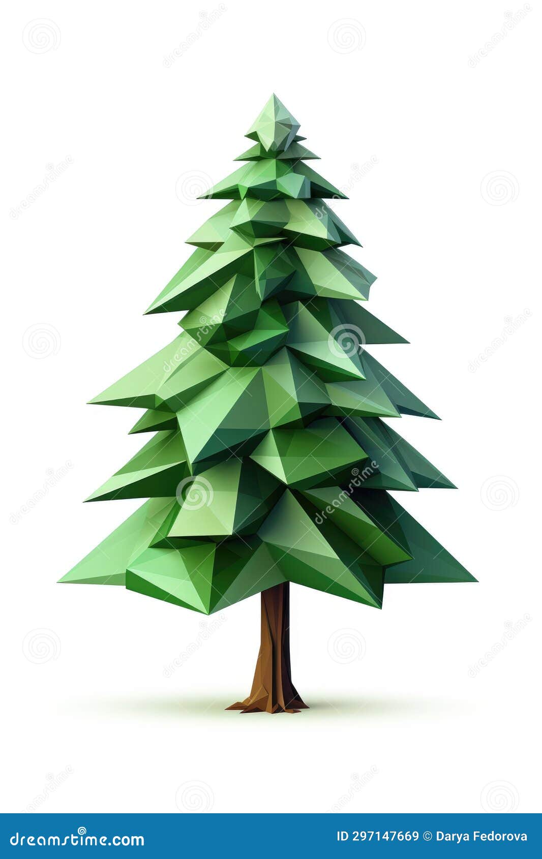 Beautiful Low Poly Fir Tree on White Background. Stock Illustration ...