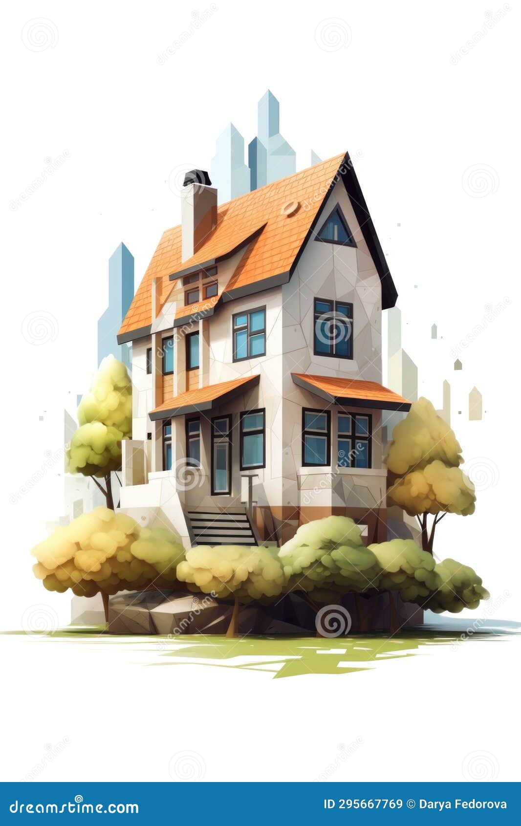 Beautiful Low Poly House on White Background Stock Illustration ...